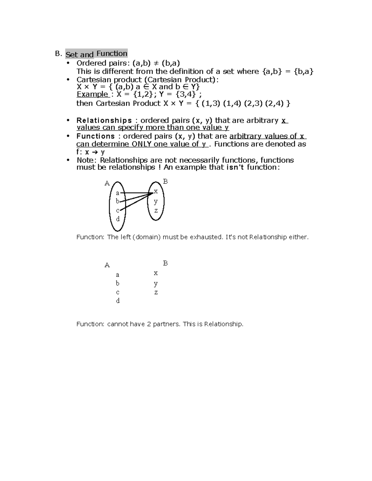 Sets And Functions Function Types B Set And Function Ordered Pairs A B ≠ B A This Is