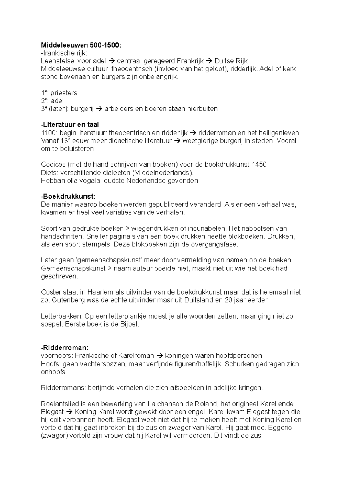 Literatuurgeschiedenis 6v - Middeleeuwen 500-1500: -frankische rijk ...