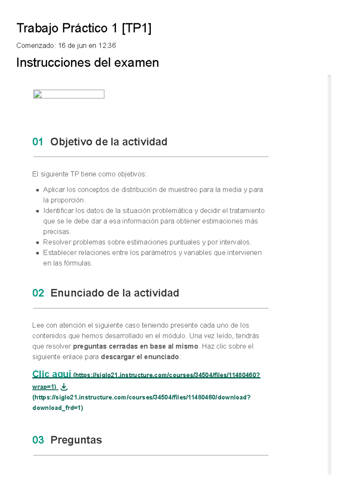 Examen Trabajo Práctico 1 [PR 90%] - Trabajo Práctico 1 [TP1] Comenzado: 16 de jun en 12: - Studocu