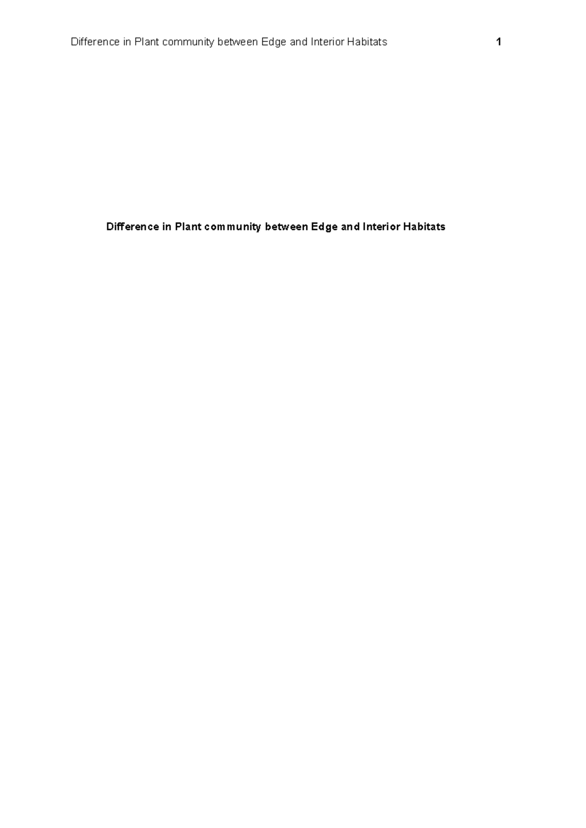 Ecology Lab Report 2 - Difference in Plant community between Edge and ...