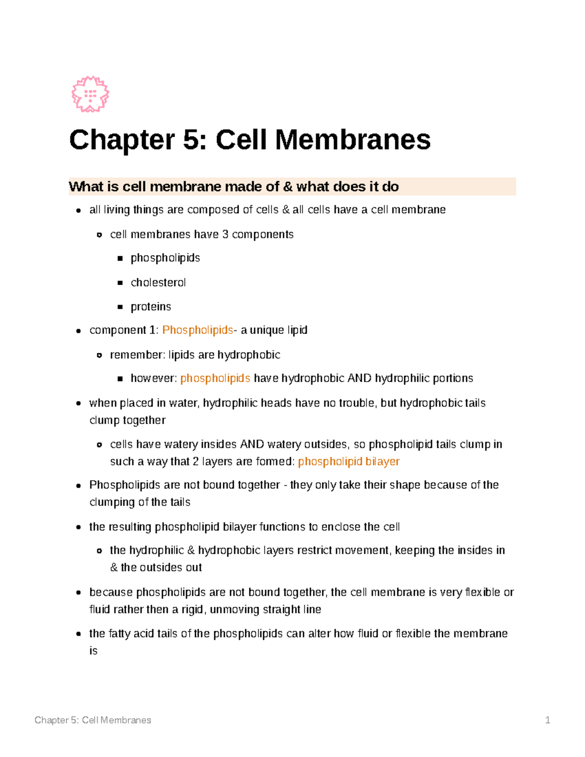 Chapter 5 Cell Membranes - Chapter 5: Cell Membranes What is cell ...
