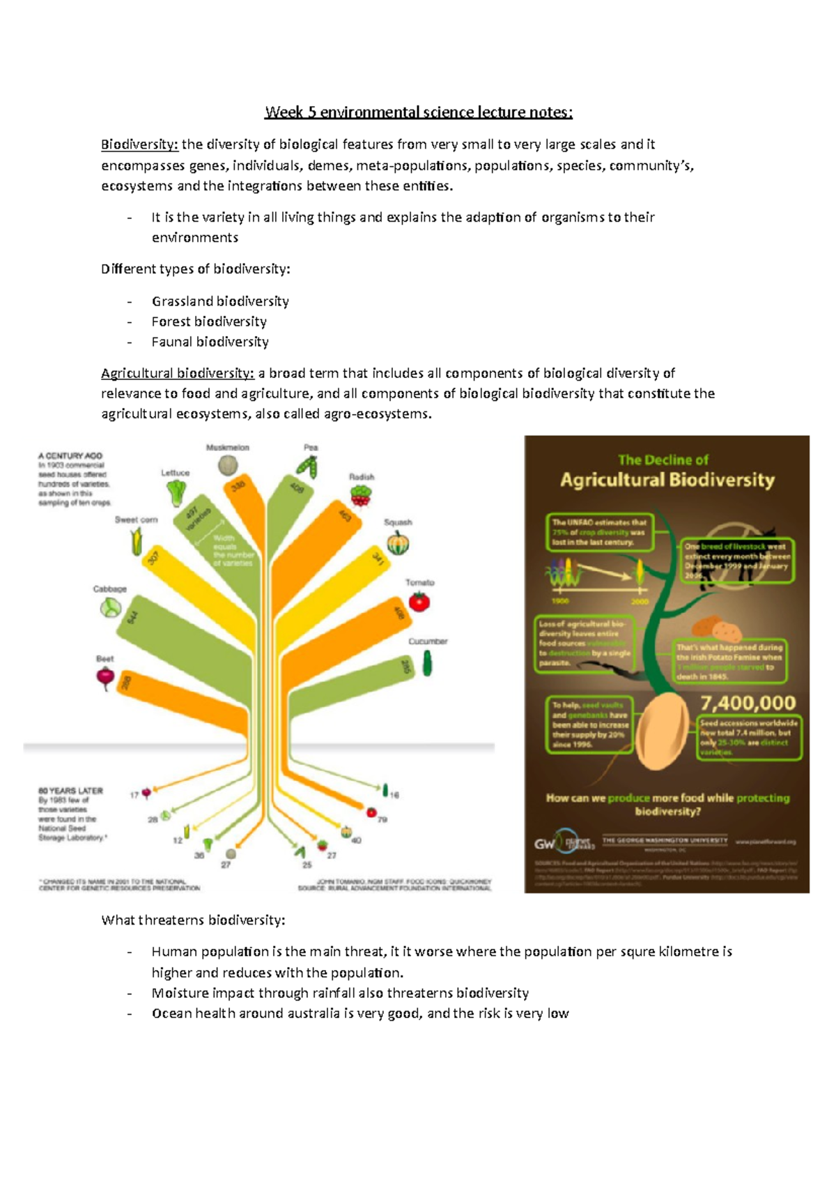 Environmental science lecture notes week 5 - Week 5 environmental ...
