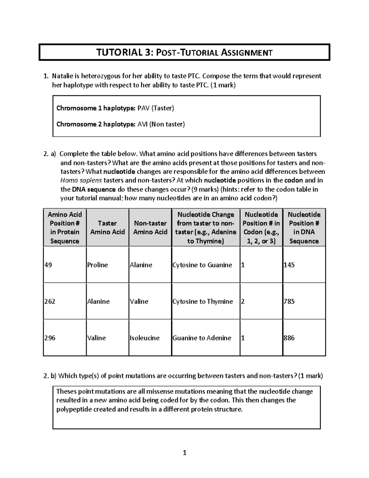 Post-tutorial 3 Assignment - TUTORIAL 3: POST-TUTORIAL ASSIGNMENT Natalie is heterozygous for ...