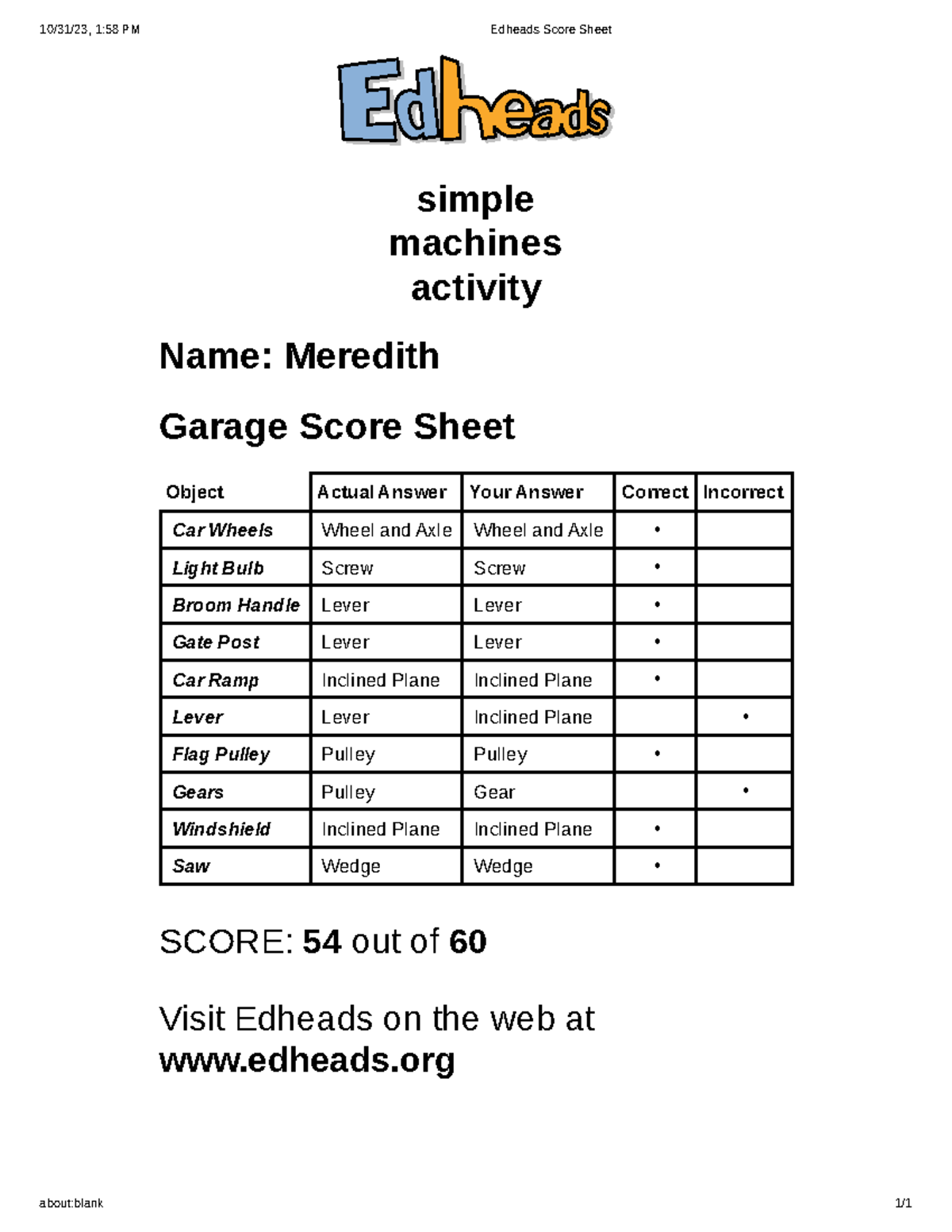 Edheads Score Sheet - scientific notes - 10/31/23, 1:58 PM Edheads ...