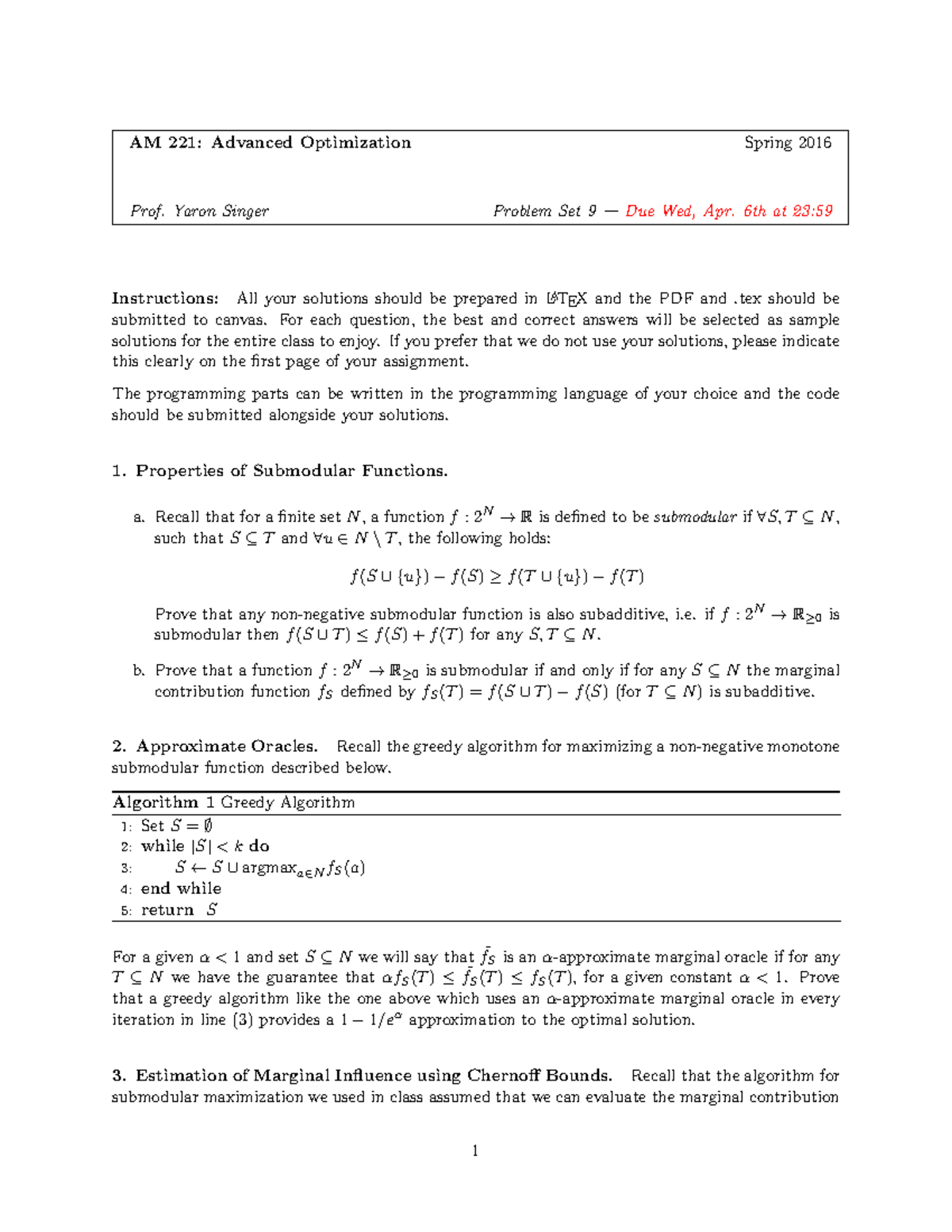 Seminar assignments - Homework set 10 - AM 221: Advanced Optimization ...