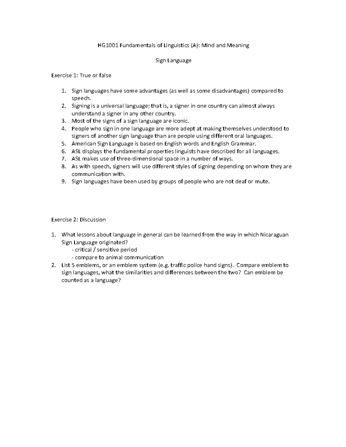 Tutorial 06 Sign Language - HG1001 Fundamentals of Linguistics (A ...