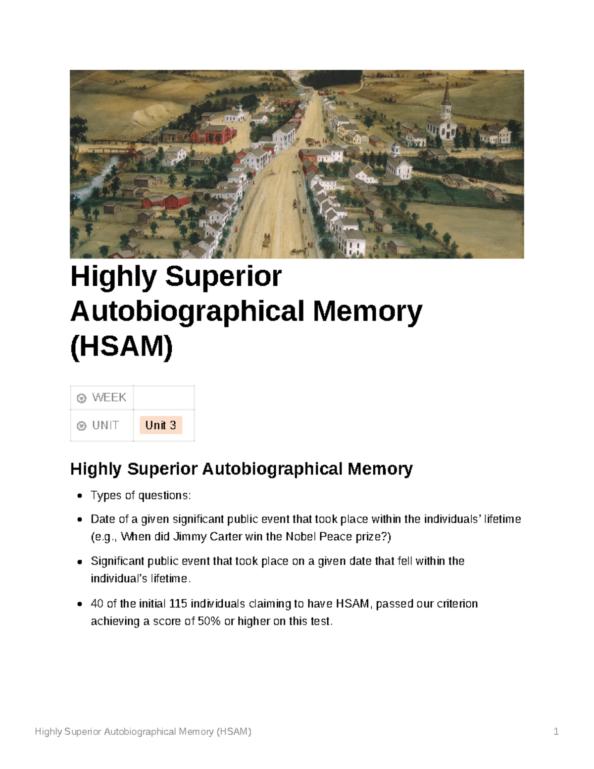 Highly Superior Autobiographical Memory (HSAM) - Highly Superior ...