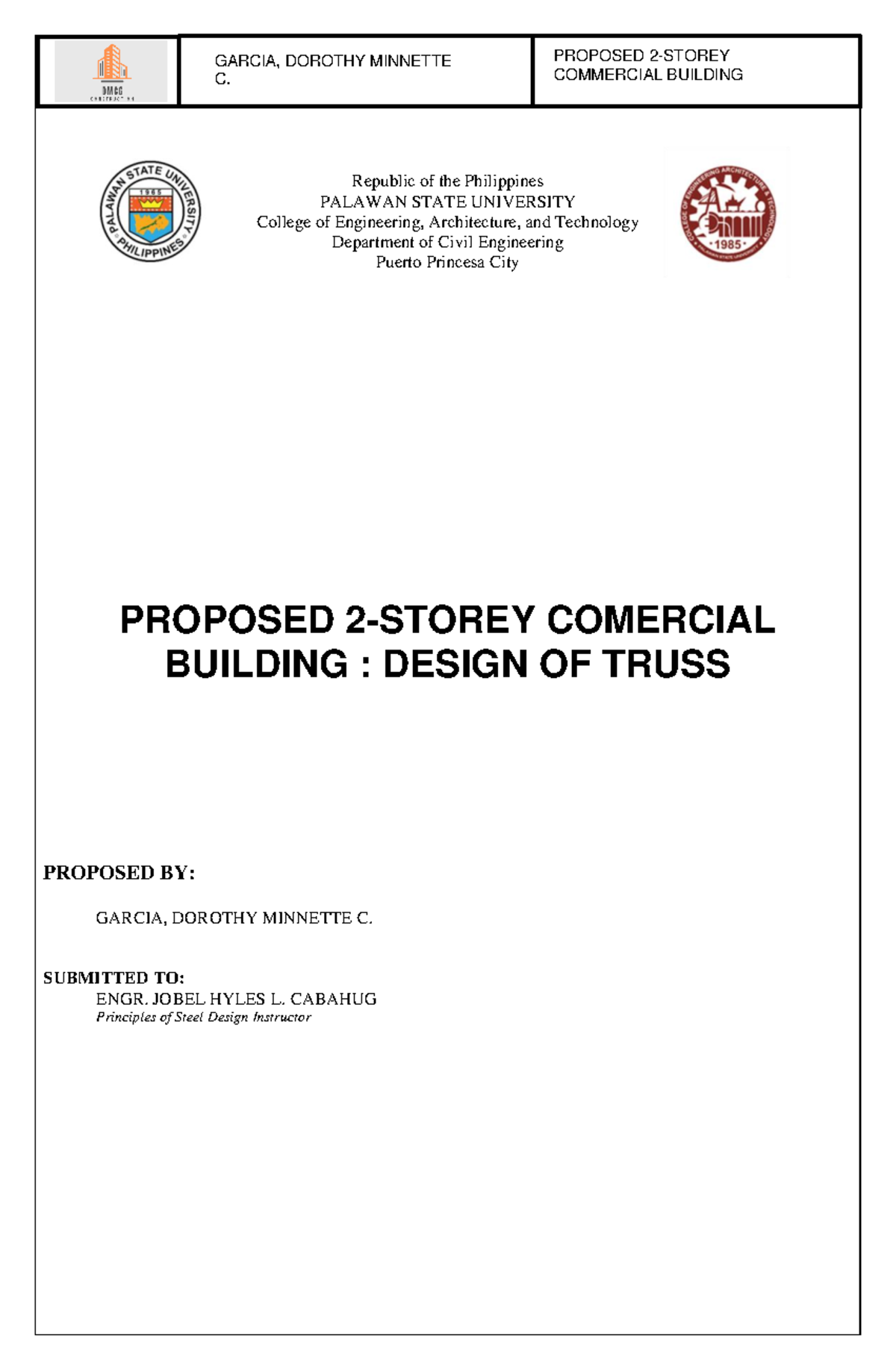 CE37AL 3A Garcia Plate No 5 - GARCIA, DOROTHY MINNETTE C. COMMERCIAL ...