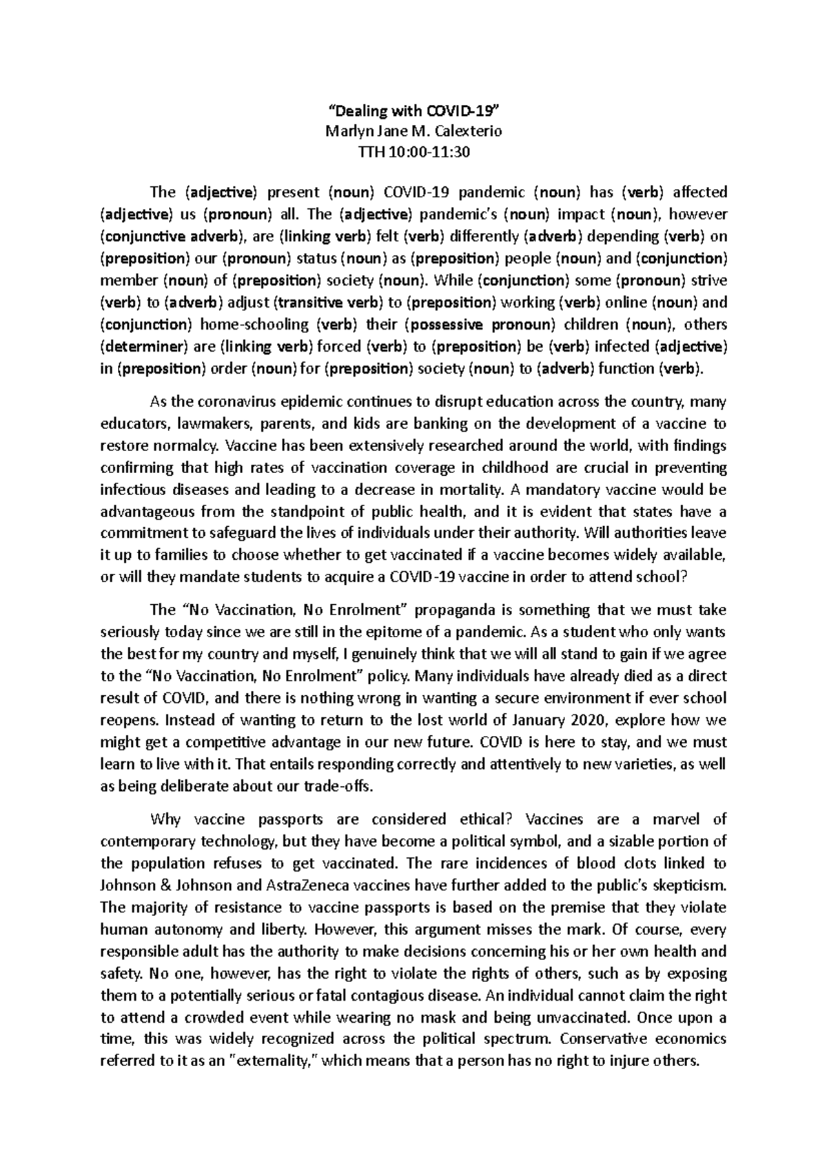 Covid-19 essay final - “Dealing with COVID-19” Marlyn Jane M ...