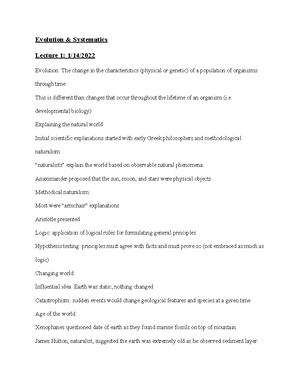 Evolution and Systematics Notes 2 - LECTURE 8: 2/2/ Statistical ...