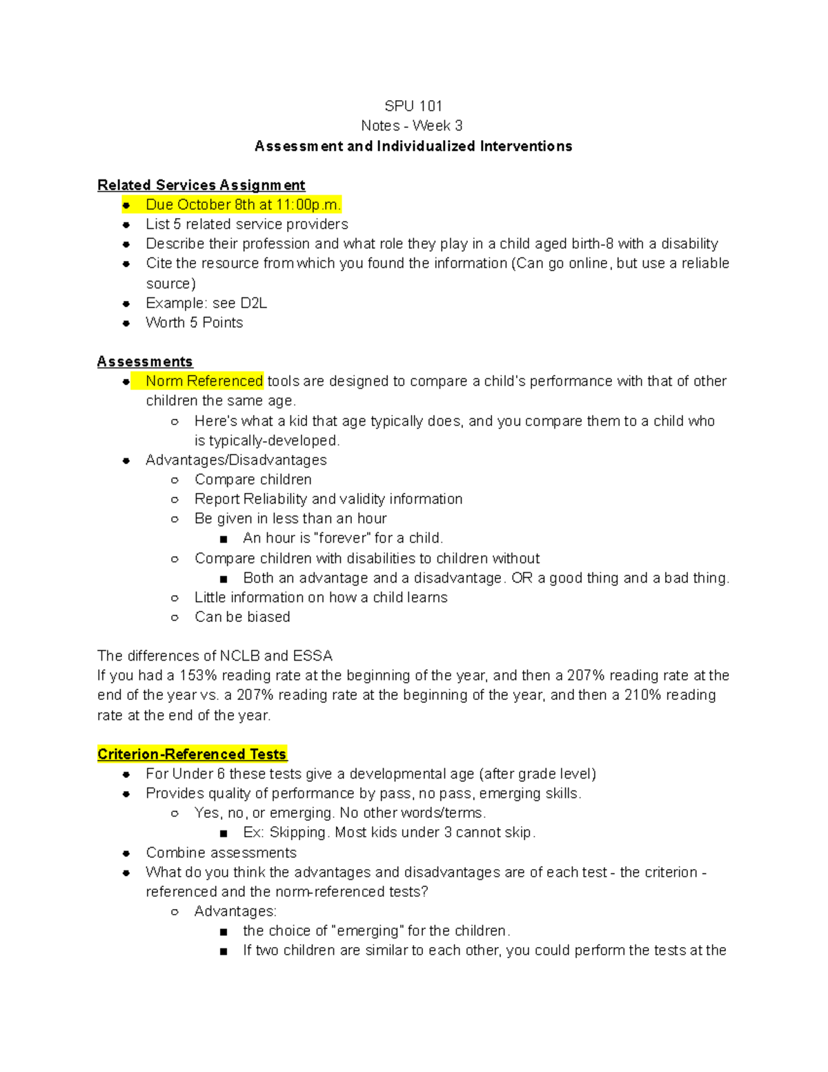 SPU 101- Notes - Week 3 - Dr. Stanfa - SPU 101 Notes - Week 3 ...