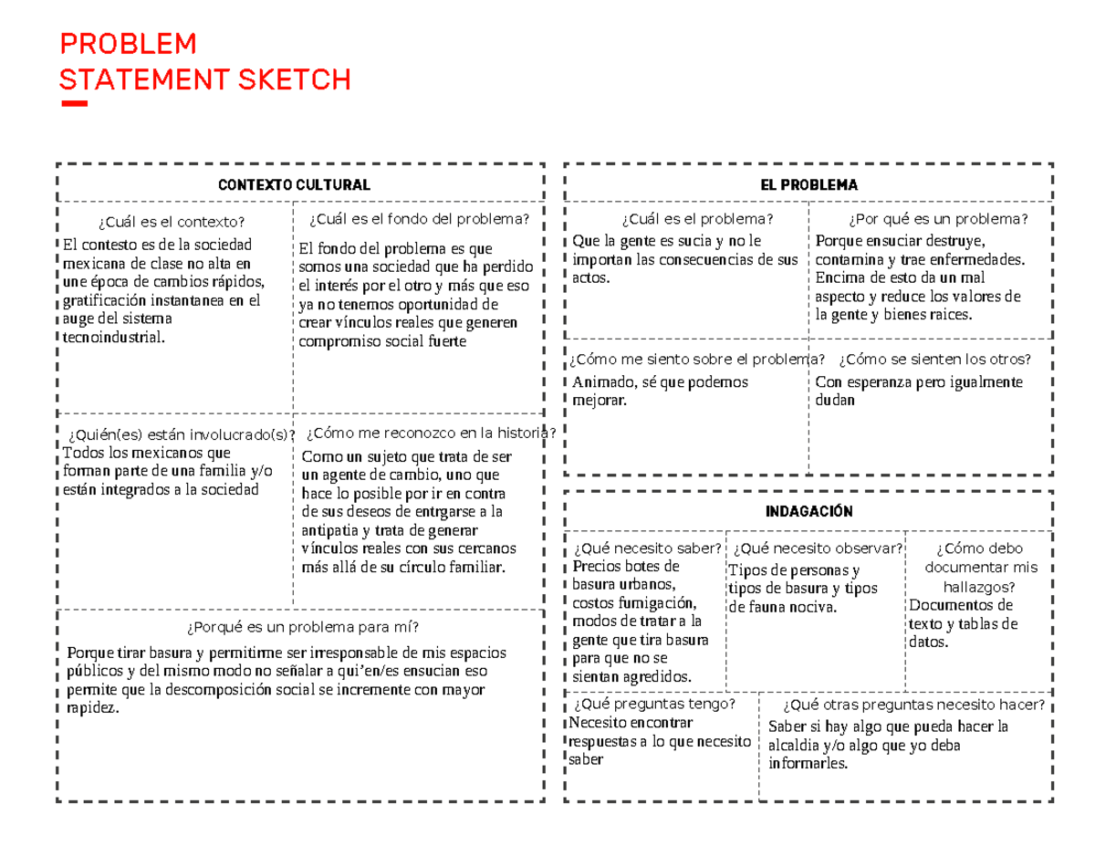 Toolkit Problem Statement Sketch ED - PROBLEM STATEMENT SKETCH ¿Cuál es ...