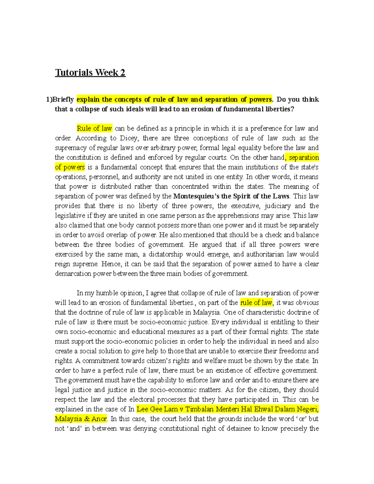 Tutorial Questions (Introduction Week 2) - Tutorials Week 2 1)Briefly ...