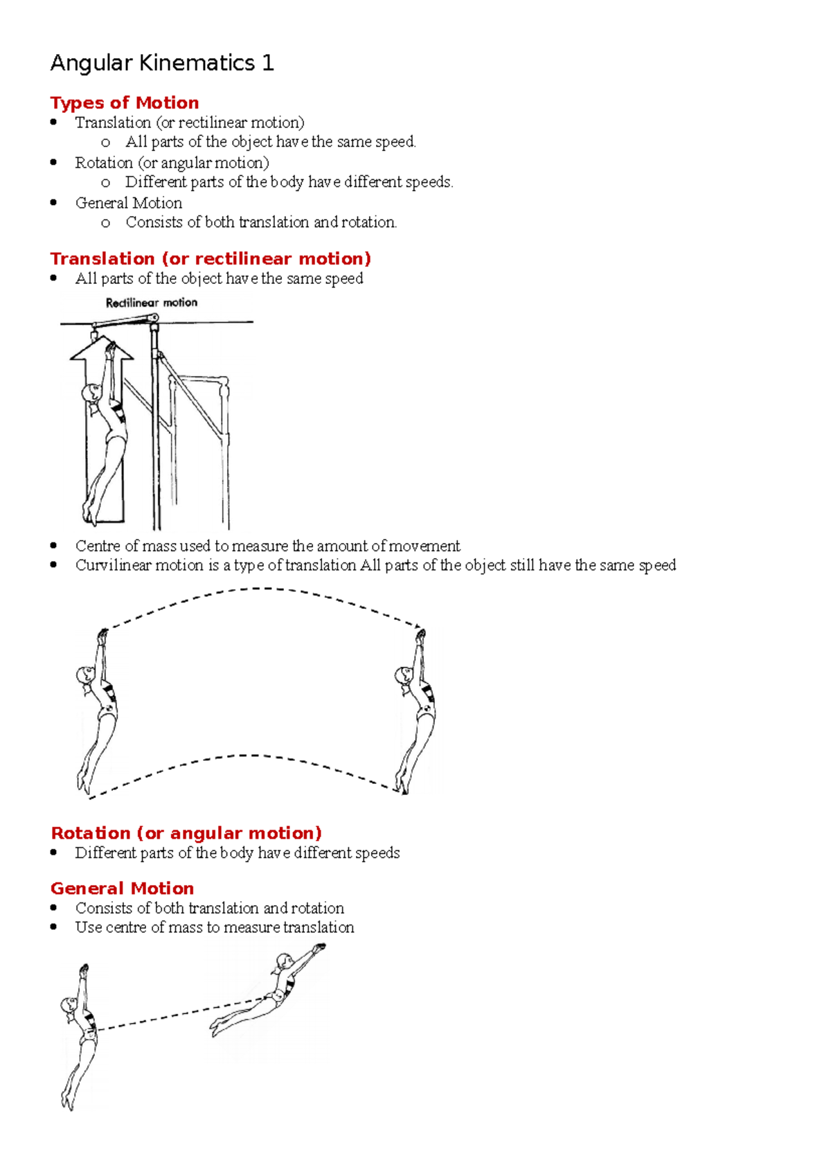 Angular Kinematics 1 - Rotation (or angular motion) o Different parts ...