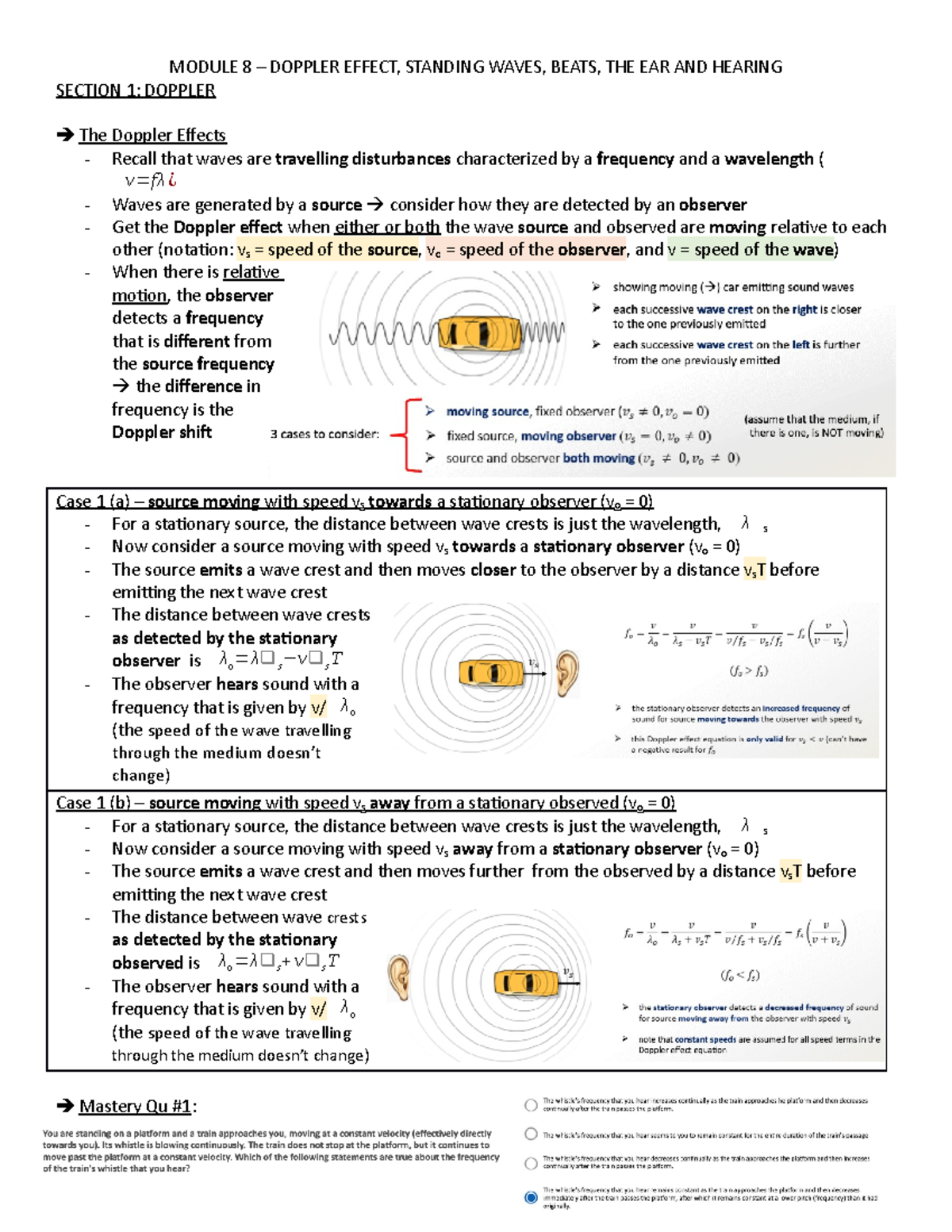 Physics MOD 8 - lecture notes and practice - MODULE 8 – DOPPLER EFFECT ...