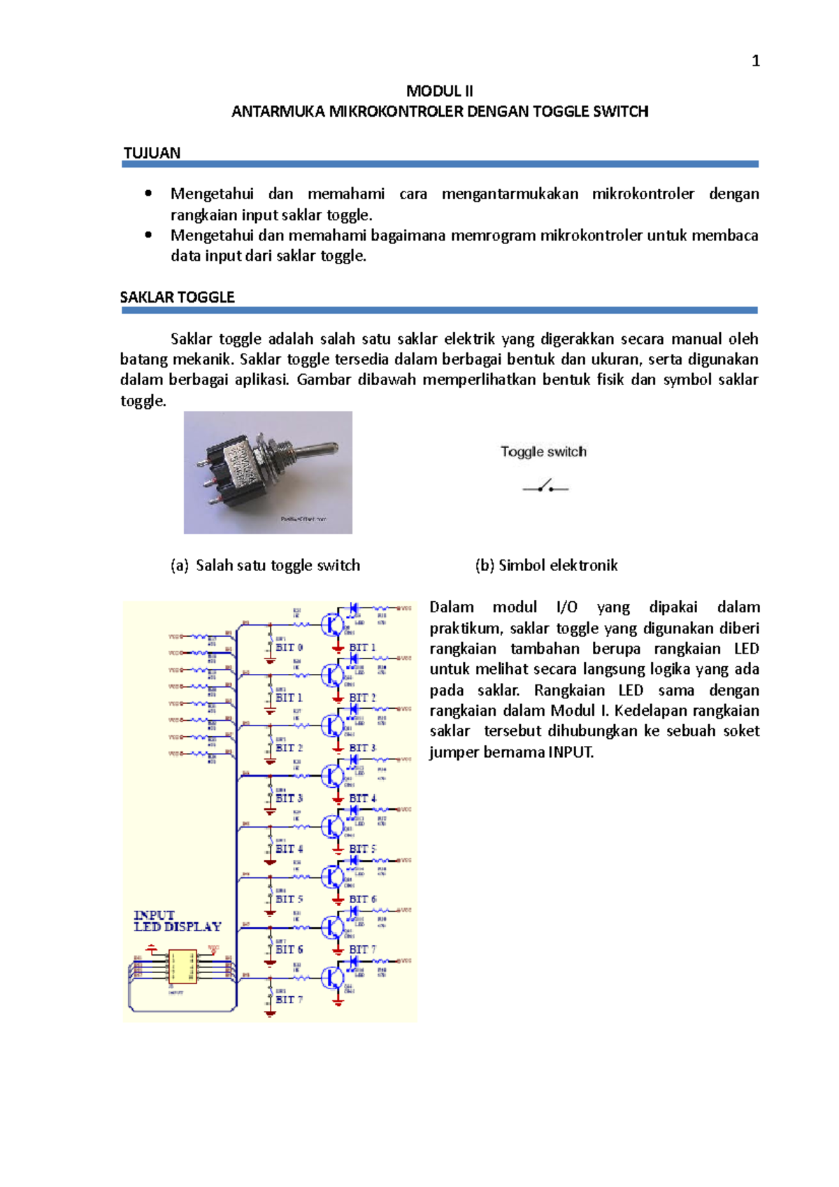 Modul 2 Antarmuka Mikrokontroler dengan toggle switch - MODUL II ...