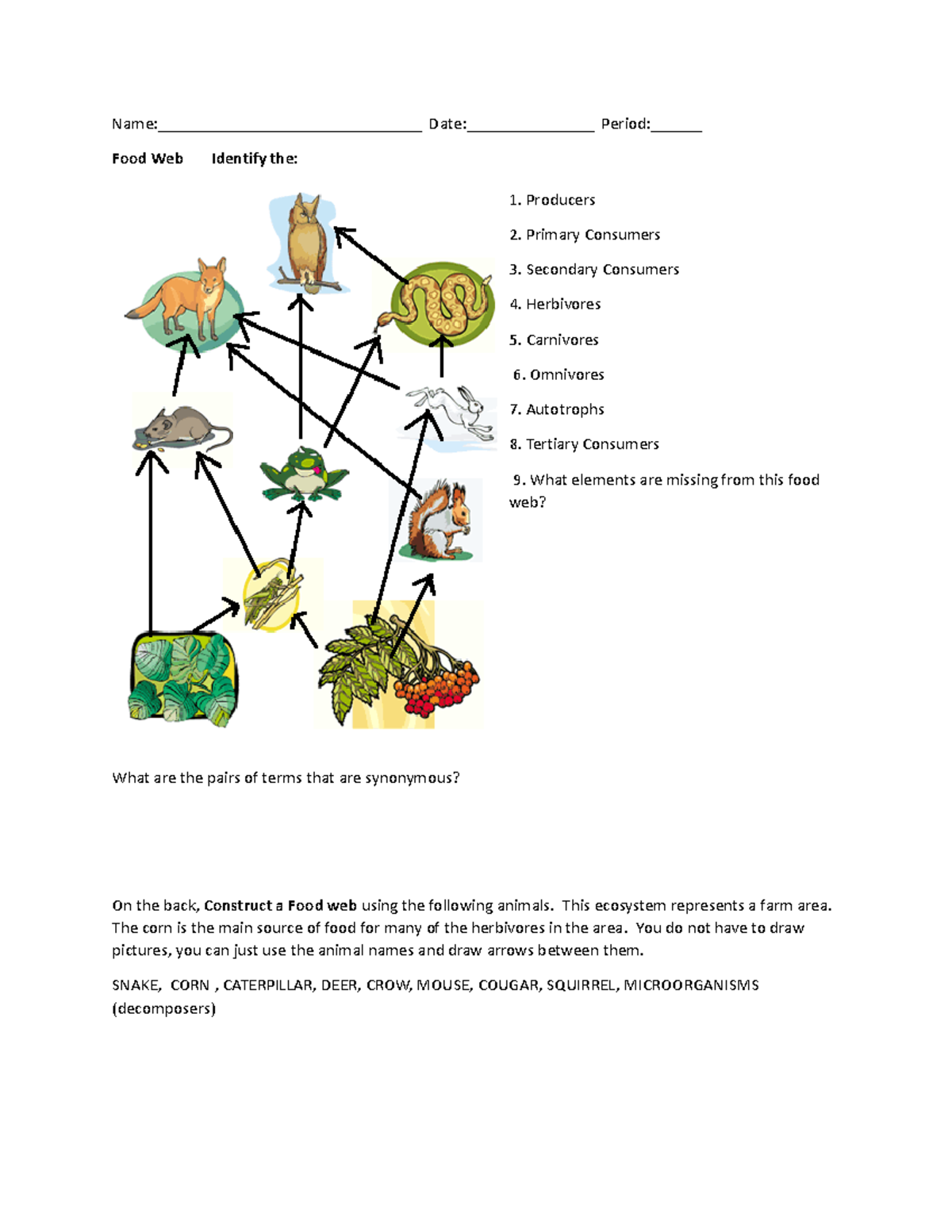 Food chain.food web practice - Studocu