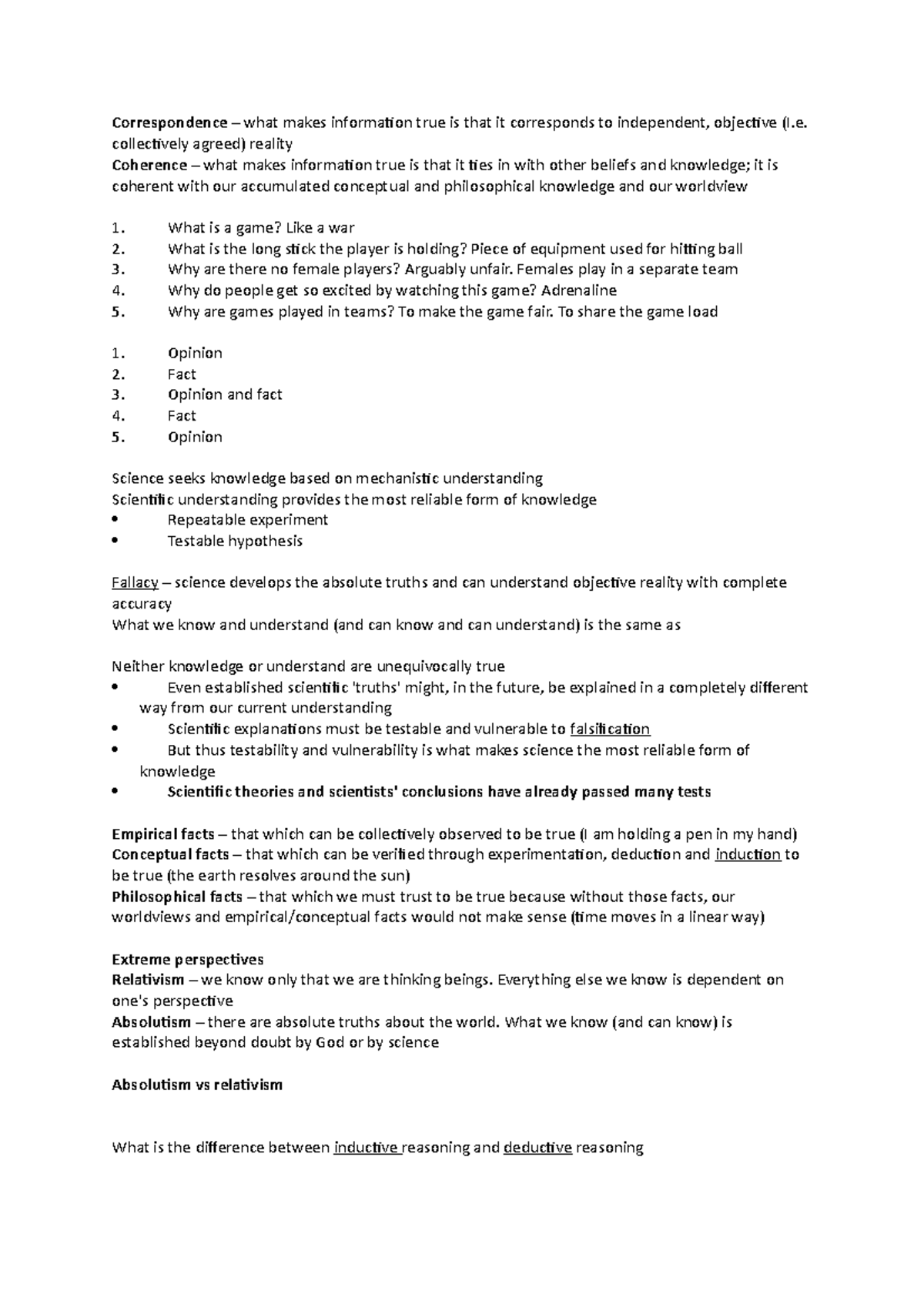 Correspondence, knowledge and truth - Correspondence – what makes ...