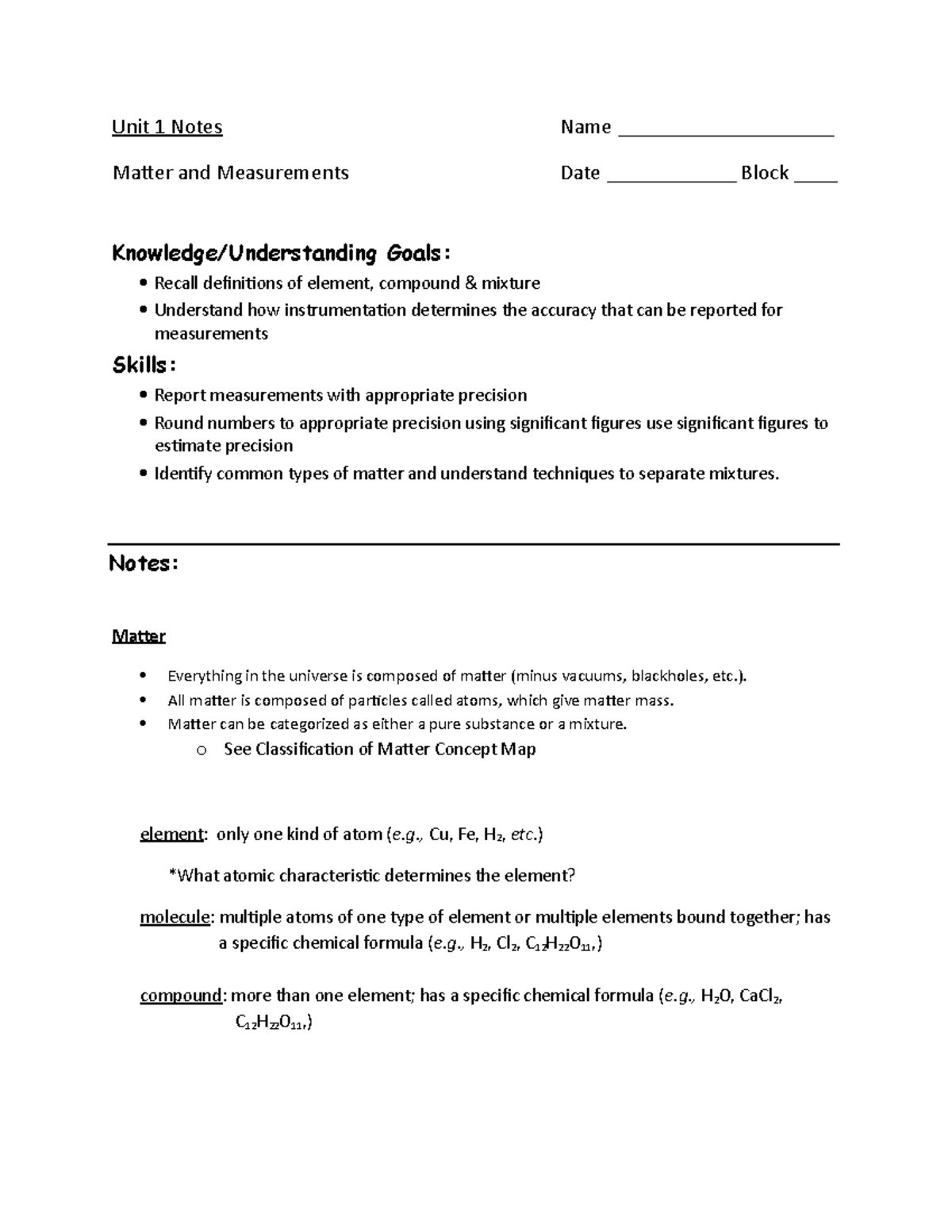 Unit 1 notes - teacher ap 1 - Unit 1 Notes Name ...