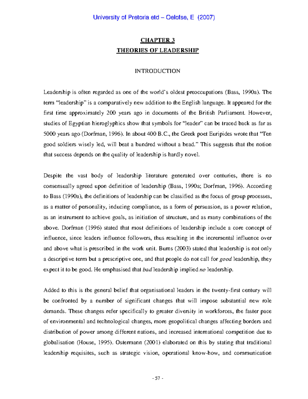 Theories of Leadership - CHAPTER 3 THEORIES OF LEADERSHIP INTRODUCTION ...