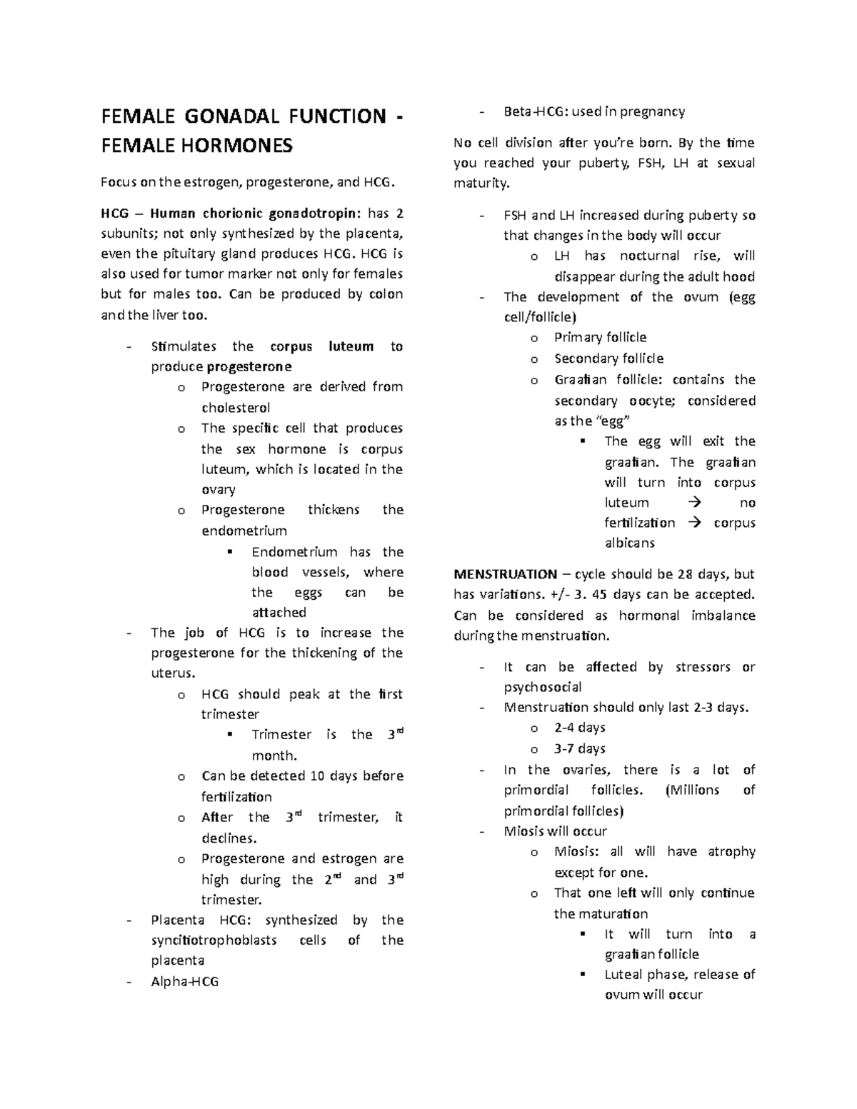 CC2 - Endocrinology Pt. 3 - FEMALE GONADAL FUNCTION - FEMALE HORMONES Focus on the estrogen ...