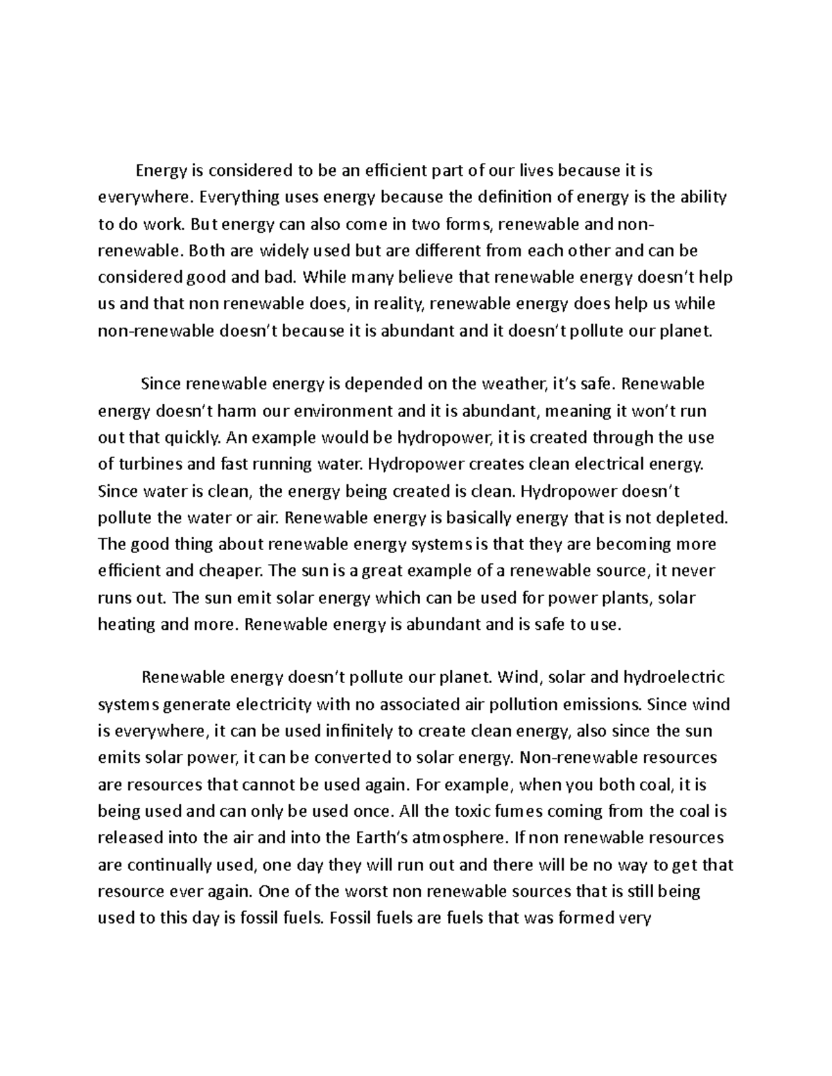 Energy - Grade: A - Energy is considered to be an efficient part of our ...