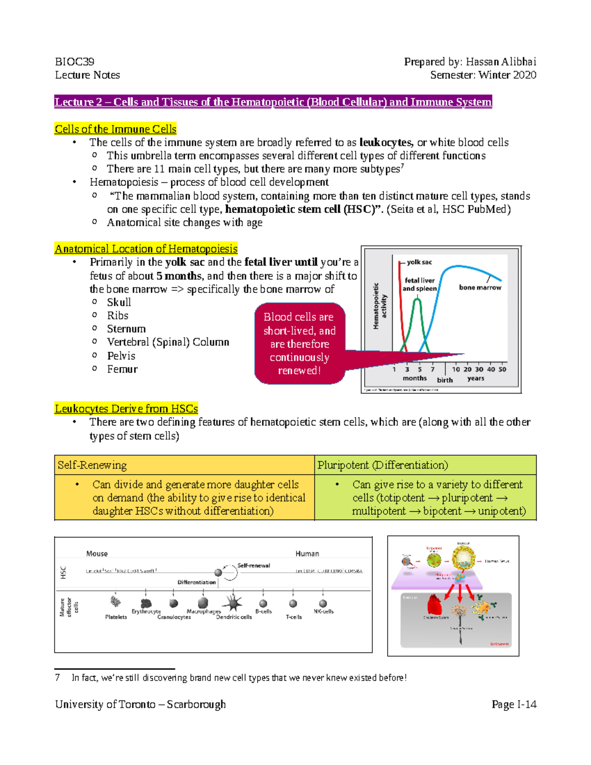 BIOC39 Lecture 2 Notes - Lecture Notes Semester: Winter 2020 Lecture 2 ...