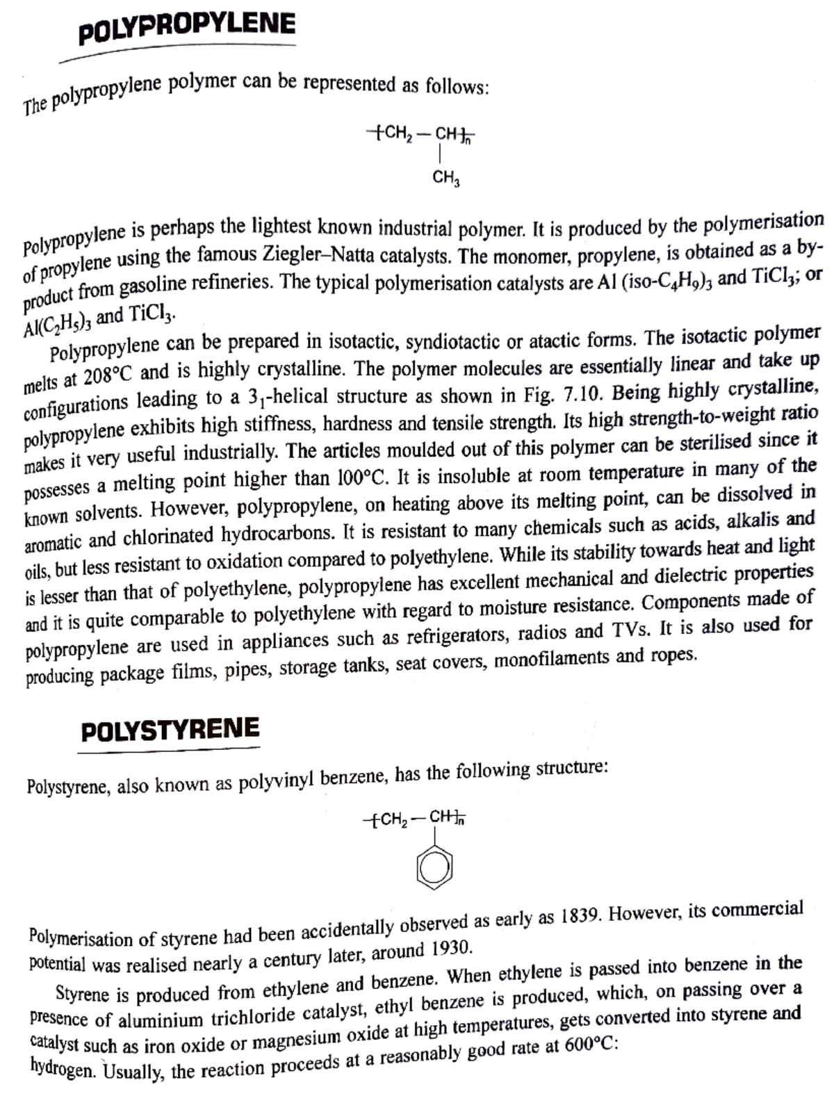 Polypropylene and polystyrene - POLYPROPYLENE The polyproPylene polymer ...