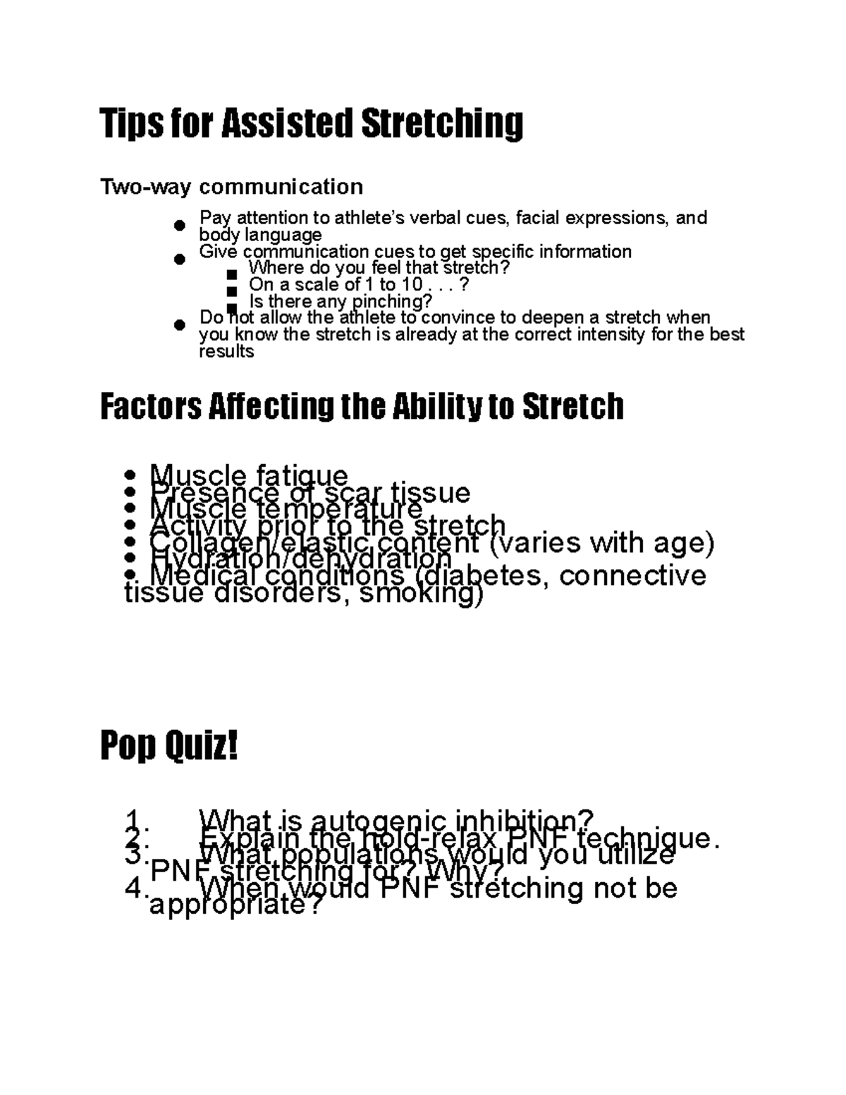 exercise prescription lecture - Tips for Assisted Stretching ...