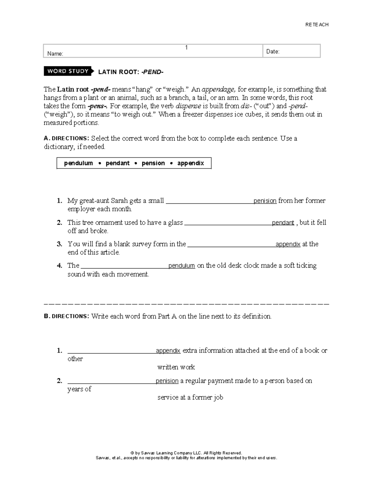 MYP2209 RP G06 U5B London WS ewd - RETEACH Name: Date: LATIN ROOT ...