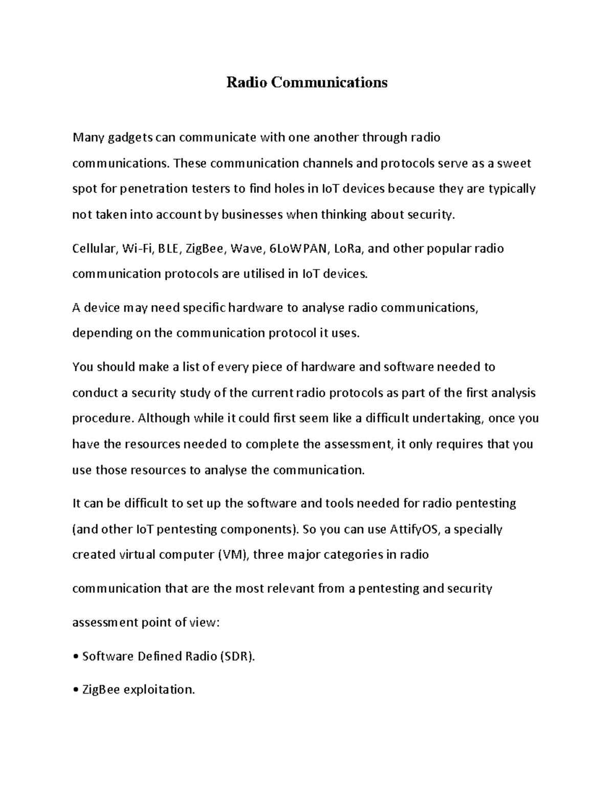 Radio Communications - Radio Communications Many gadgets can ...