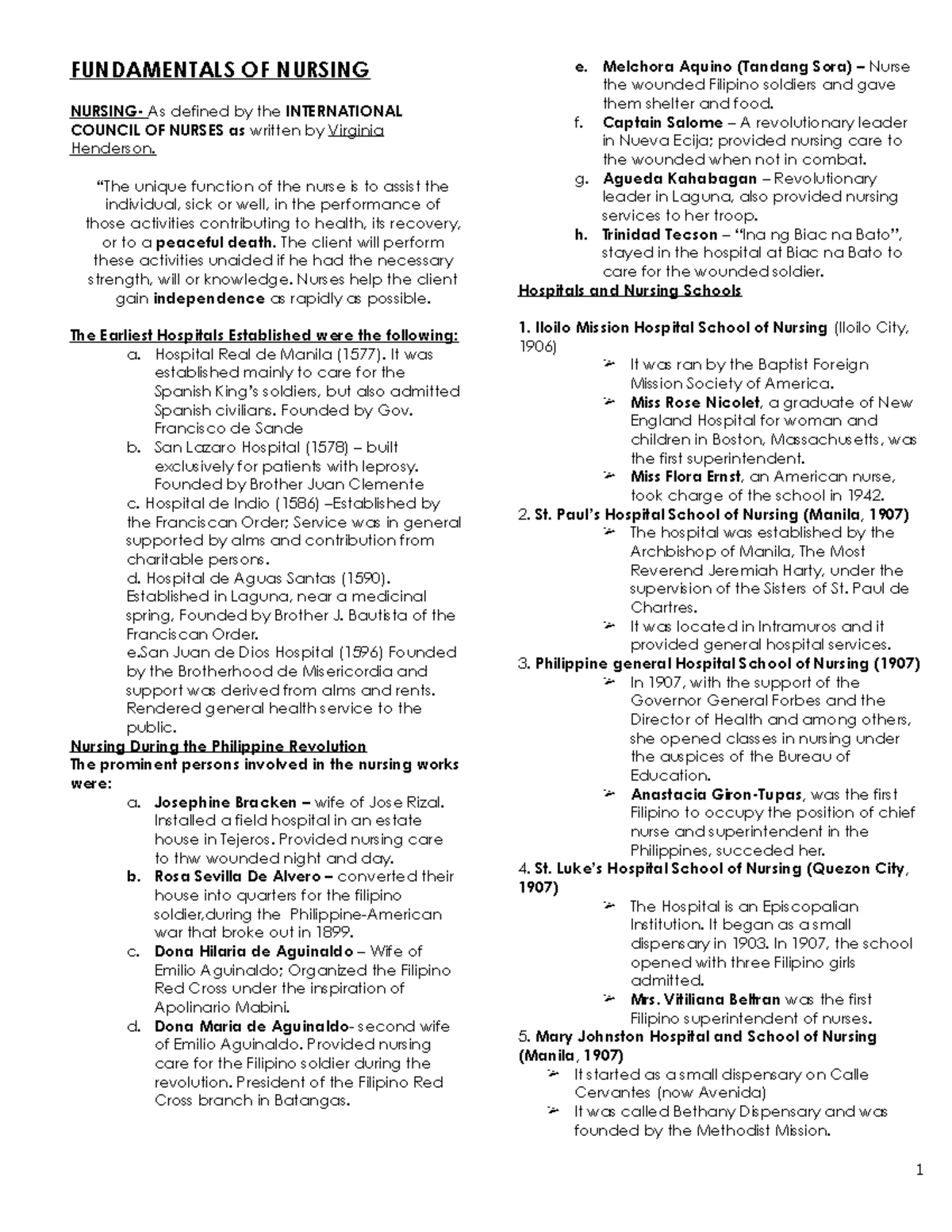 Fundamentals of Nursing Prelim Notes - FUNDAMENTALS OF NURSING NURSING ...