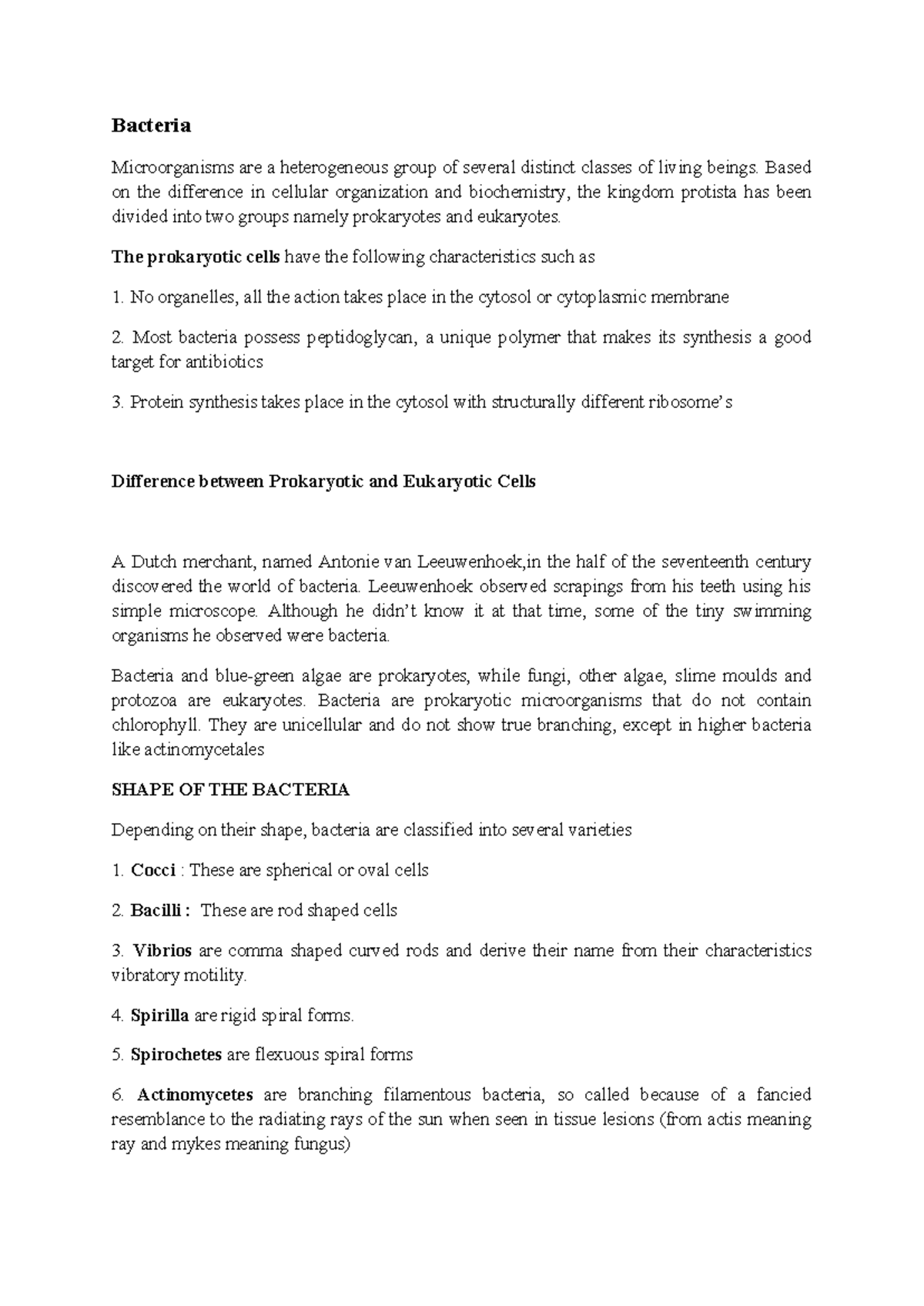 BTN 101 Bacteria NOTE - Bacteria Microorganisms are a heterogeneous ...