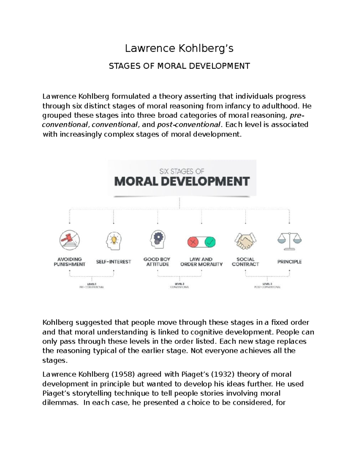 Ethics - Group 3 - Lawrence Kohlberg’s STAGES OF MORAL DEVELOPMENT ...