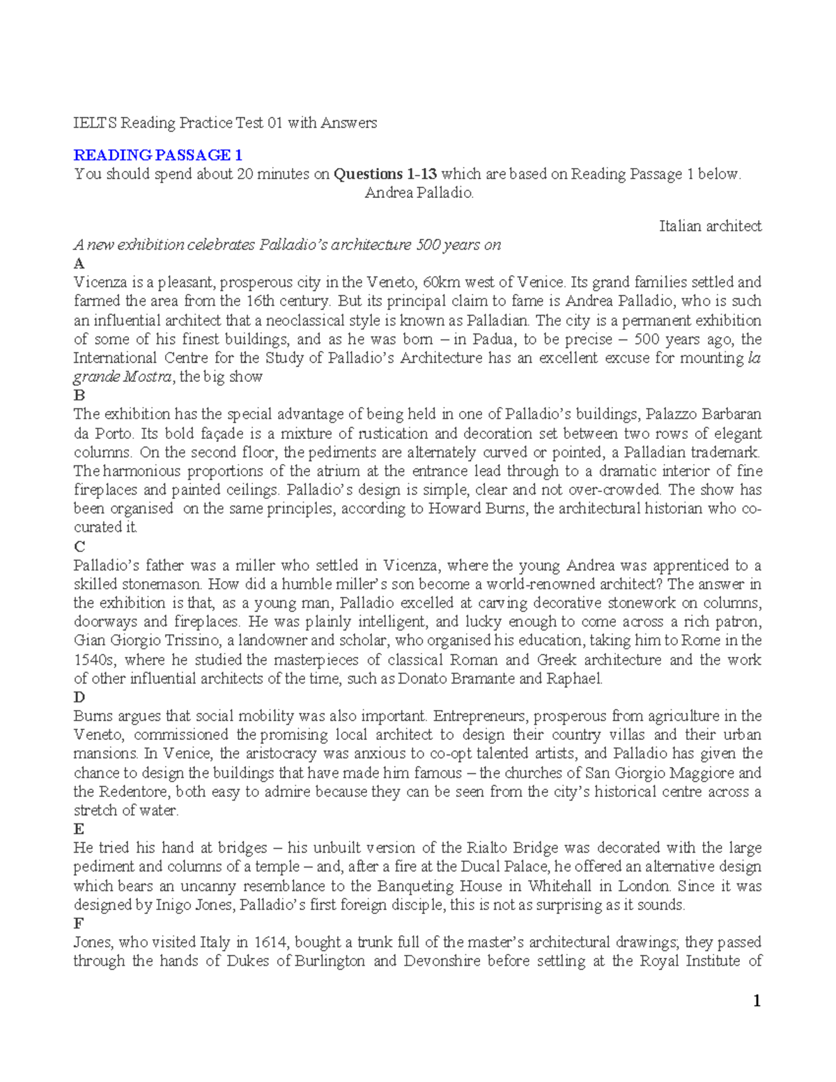 Ielts Reading Practice Test 01 - IELTS Reading Practice Test 01 with ...