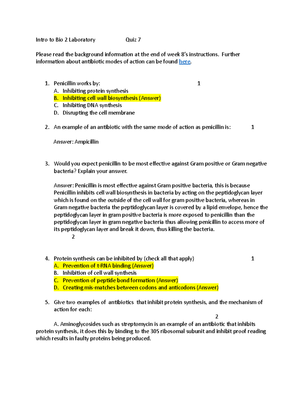 Intro to Bio 2 Laboratory Quiz 7 - Intro to Bio 2 Laboratory Quiz 7 ...