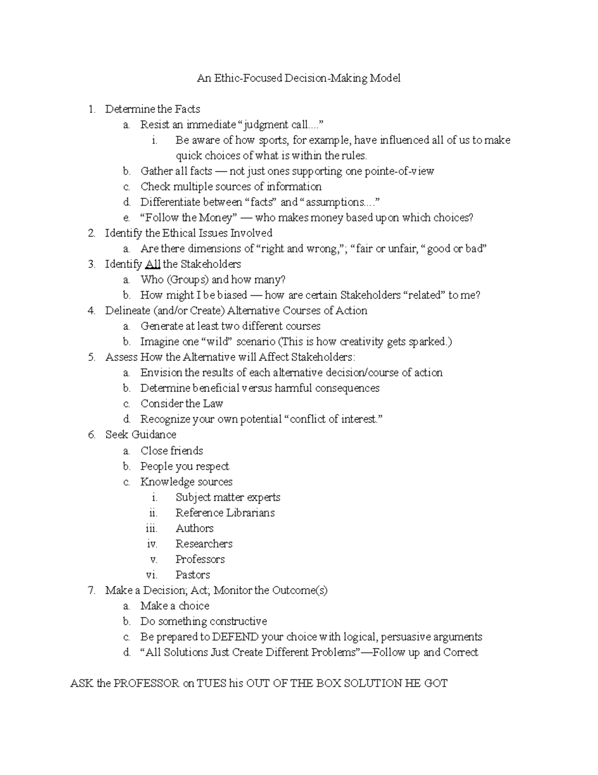 MGT 16 - An Ethic-Focused Decision-Making Model - An Ethic-Focused ...