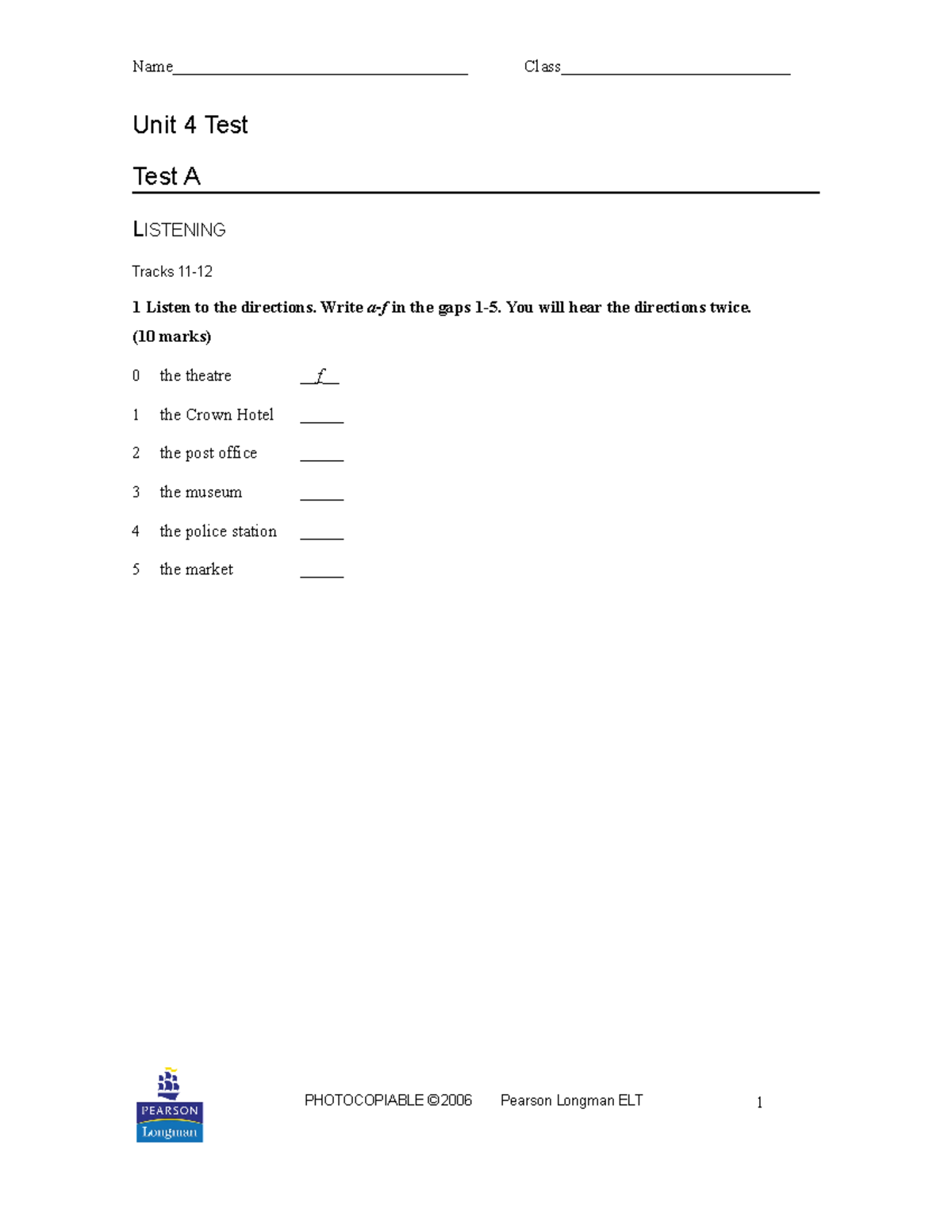 Test 4 A - Practice your English - Name ...