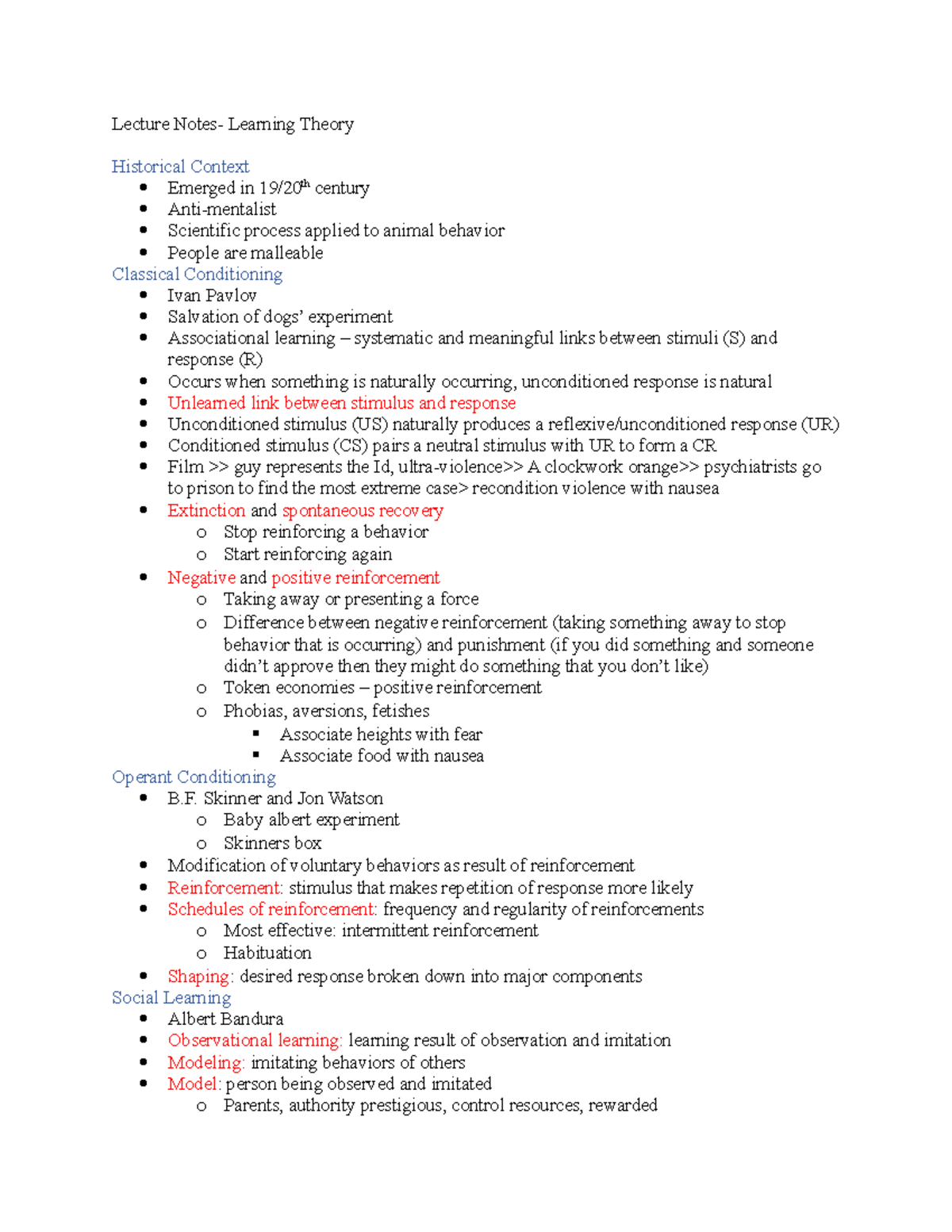 Lecture Notes 189 - Lecture Notes- Learning Theory Historical Context ...