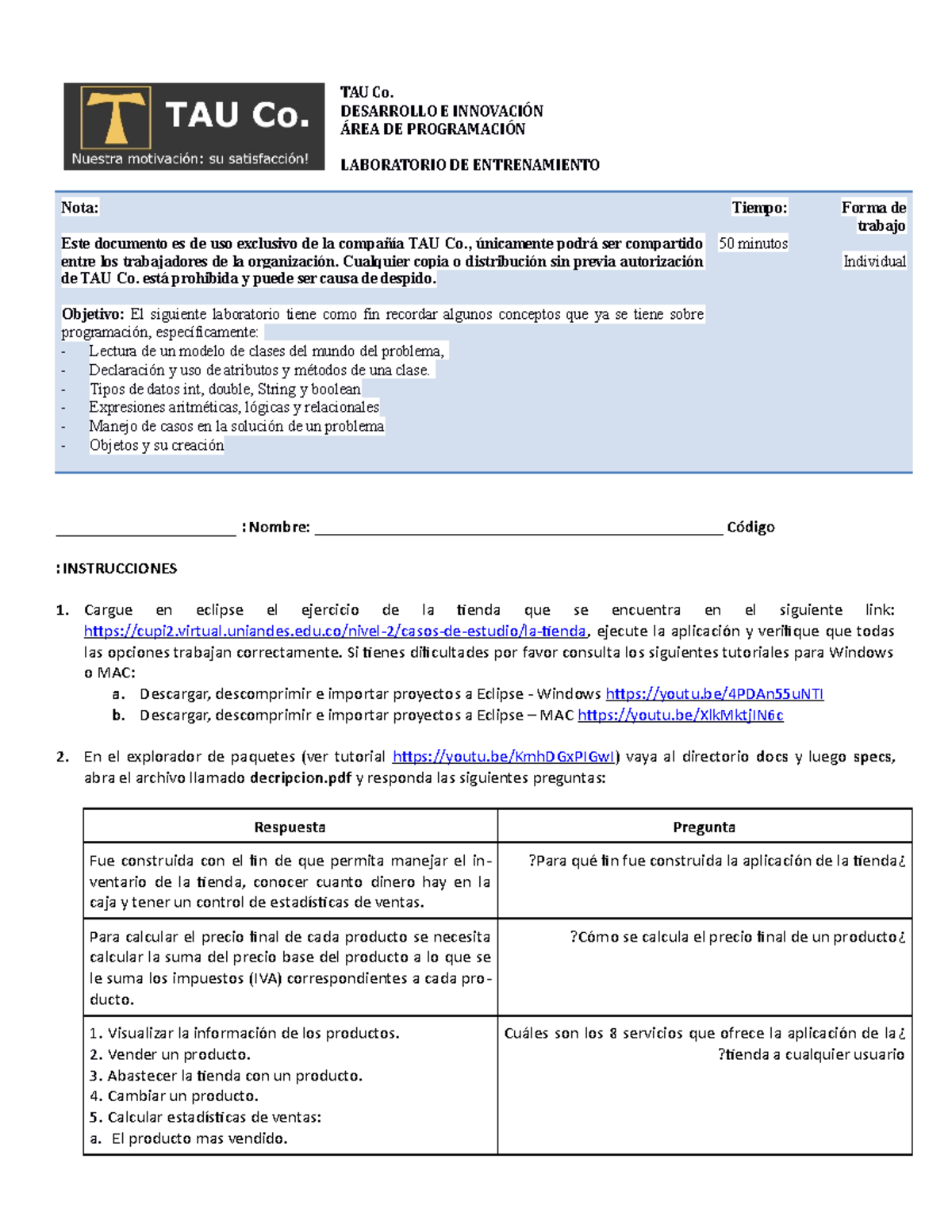 N3 L1 repaso - algoritmos y programacion - TAU Co. DESARROLLO E ...