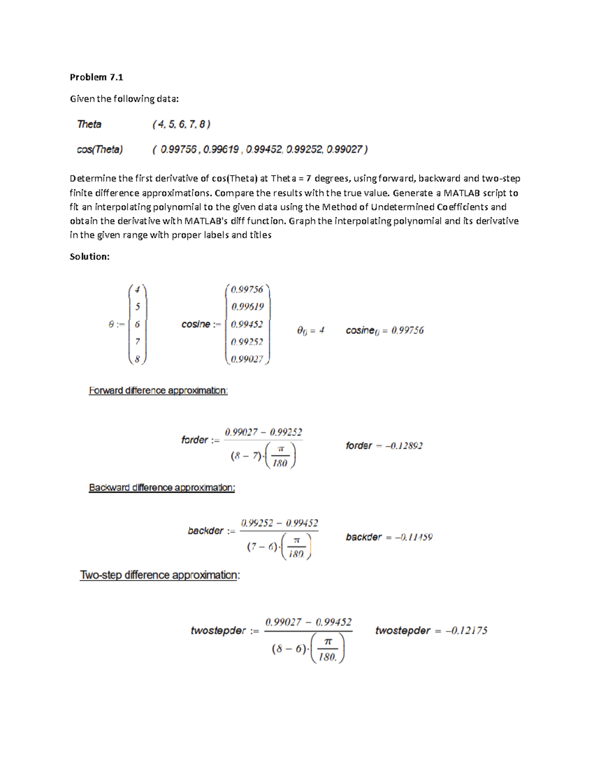 Chapter 8 solutions tutorial - Problem 7. Given the following data ...