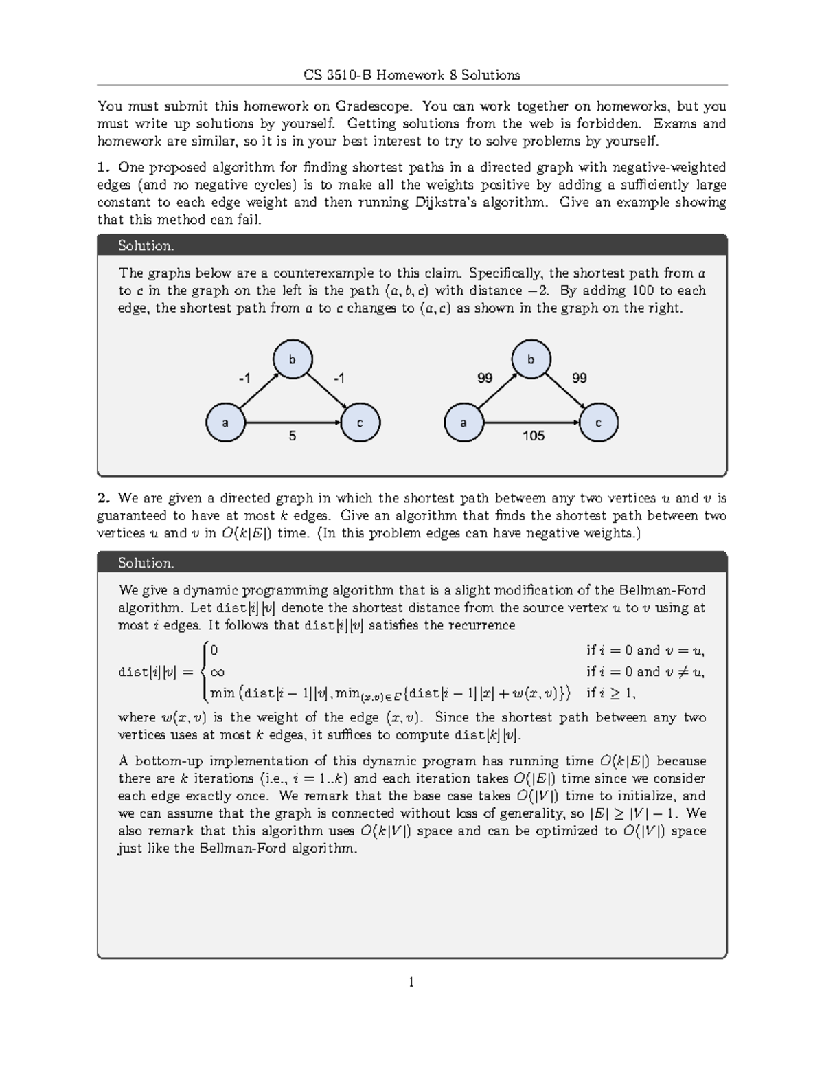 Cs 3510 hw8 sol - Dana Randall - CS 3510-B Homework 8 Solutions You ...