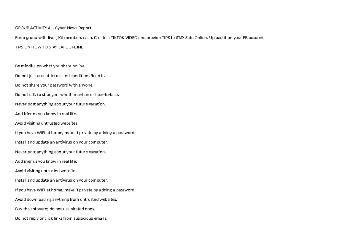 Emtech Activity 1ST Quarter - GROUP ACTIVITY #1. Cyber News Report Form ...