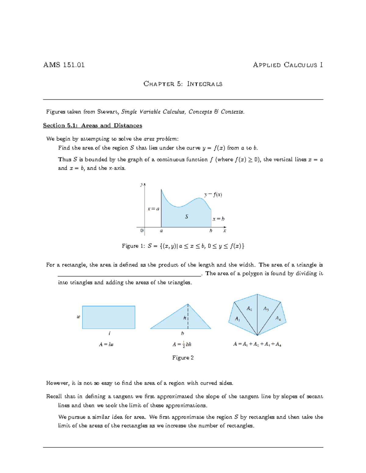 Chapter 5 Integrals - notes - AMS 151 Applied Calculus I Chapter 5 ...