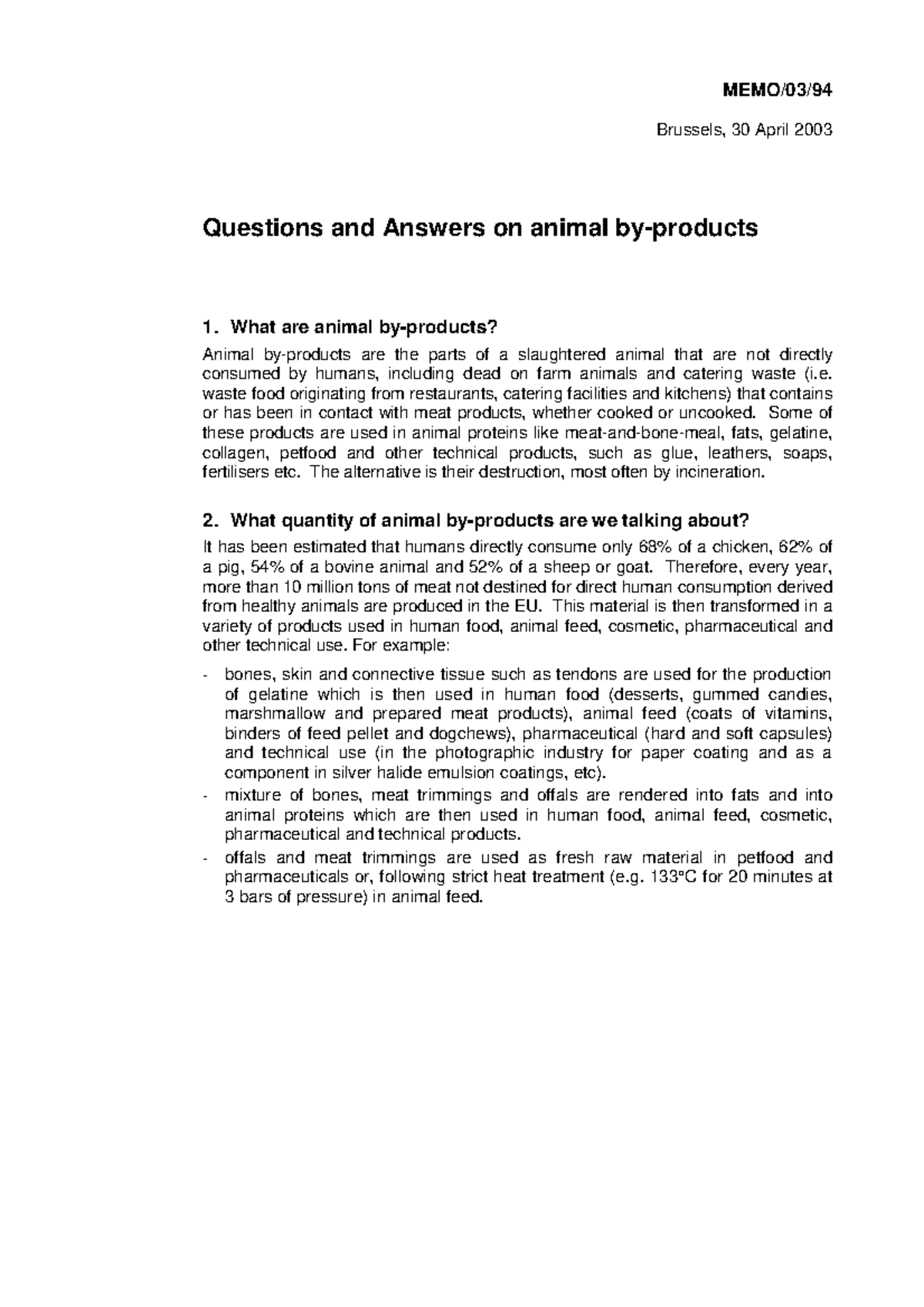 Questions and Answers on animal by-products - What are animal by ...