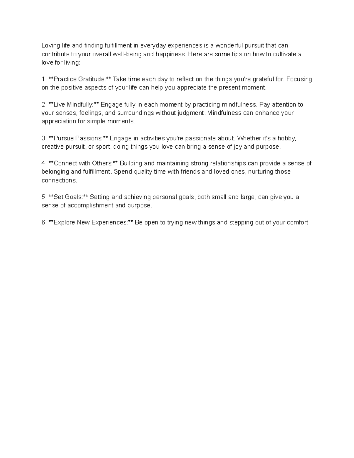 Enjoying life paper - mini writing assignment for class - Loving life ...