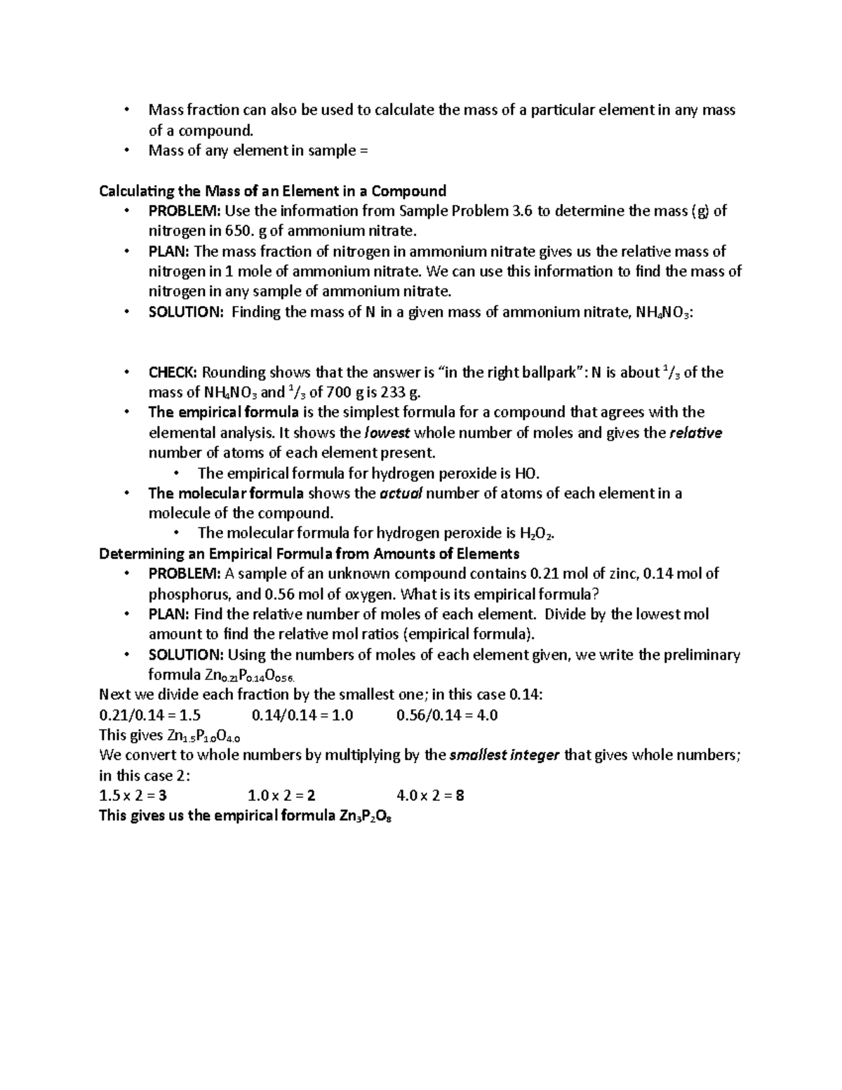 Chem 107 Notes 2022 - Mass fraction can also be used to calculate the ...