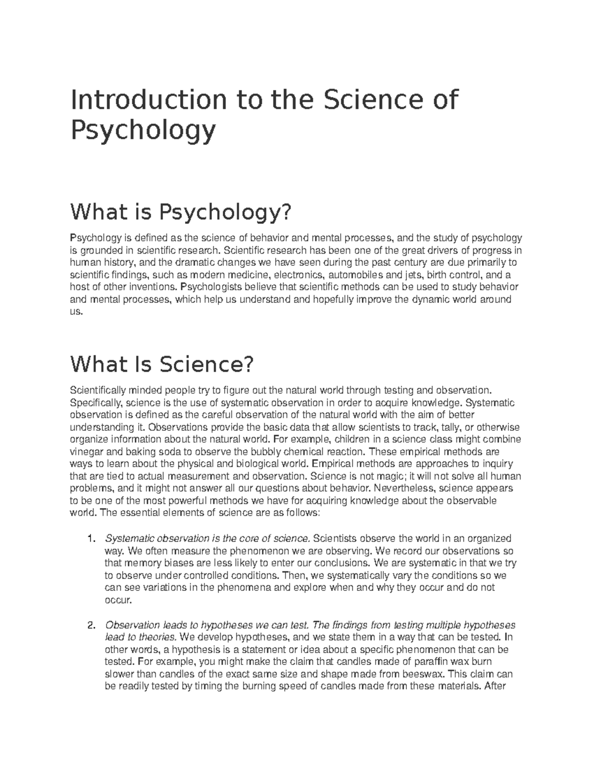 Introduction to the Science of Psychology - Scientific research has ...