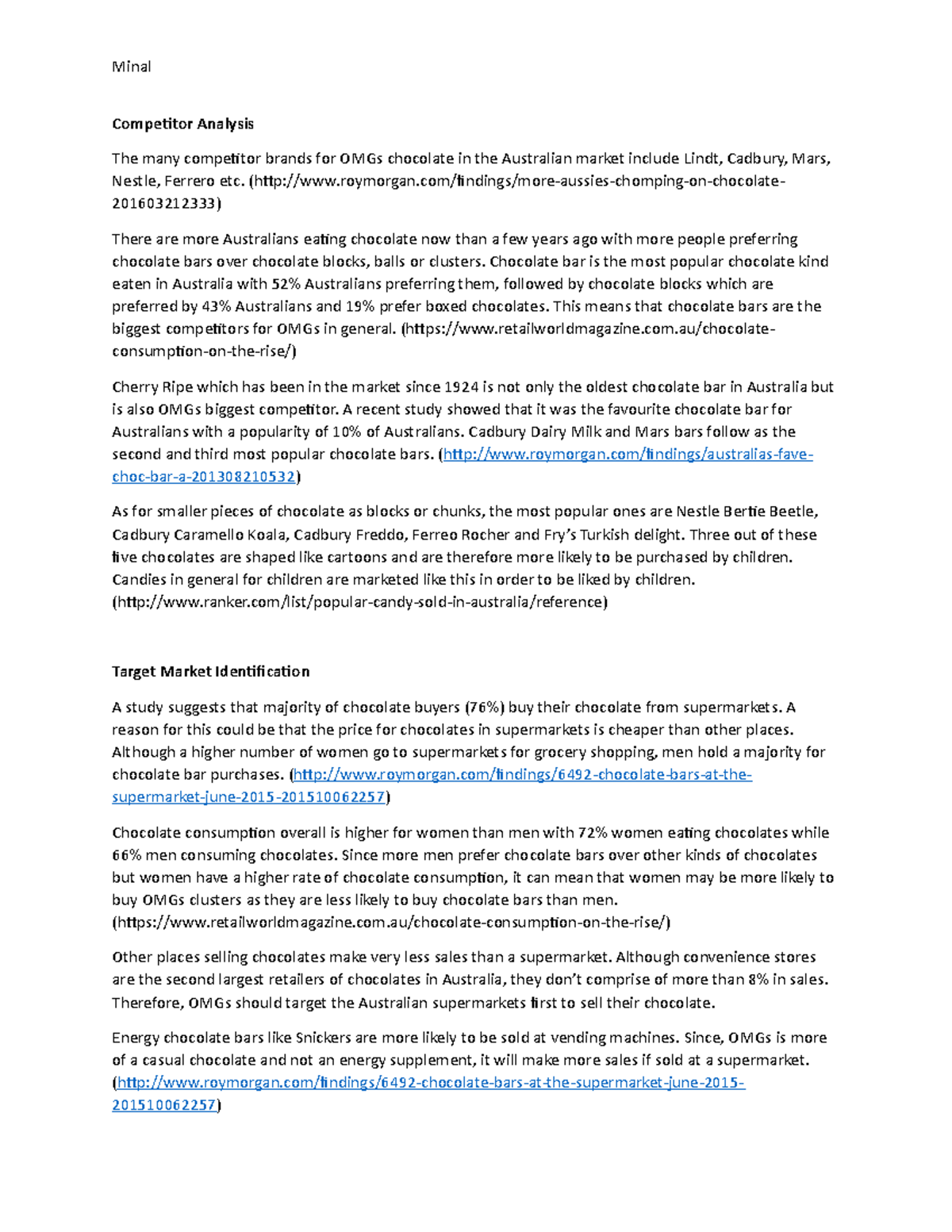 Minal D. Shah report - Minal Competitor Analysis The many competitor ...