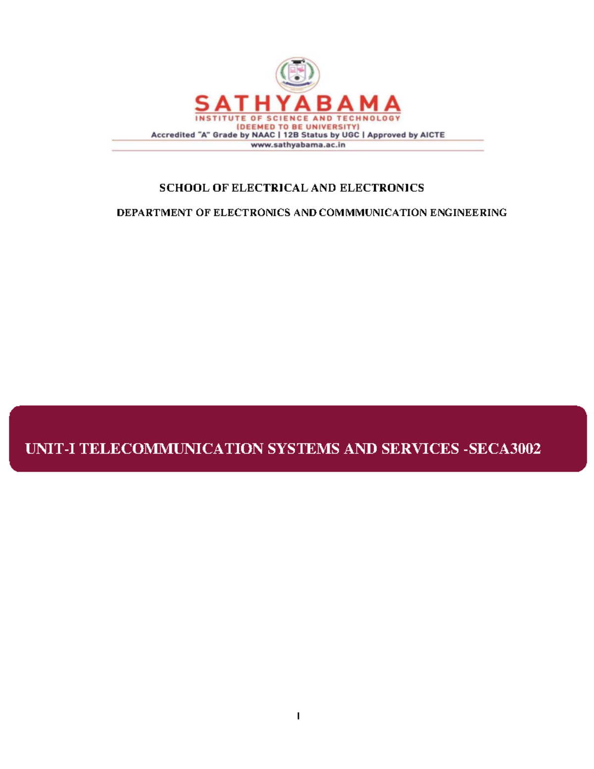 All notes - SCHOOL OF ELECTRICAL AND ELECTRONICS DEPARTMENT OF ...